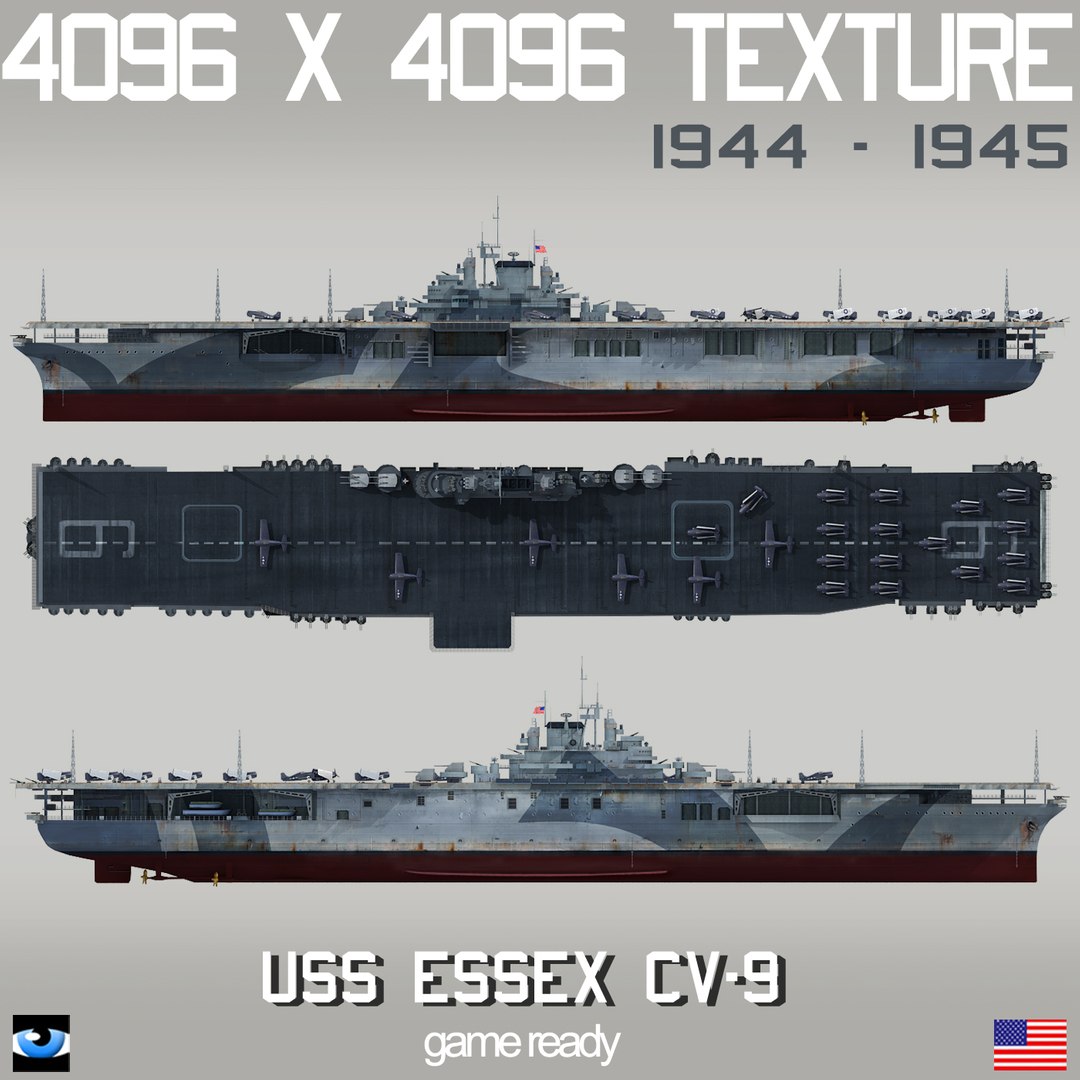 3D Uss Essex Cv-9 Cv Model - TurboSquid 1411764