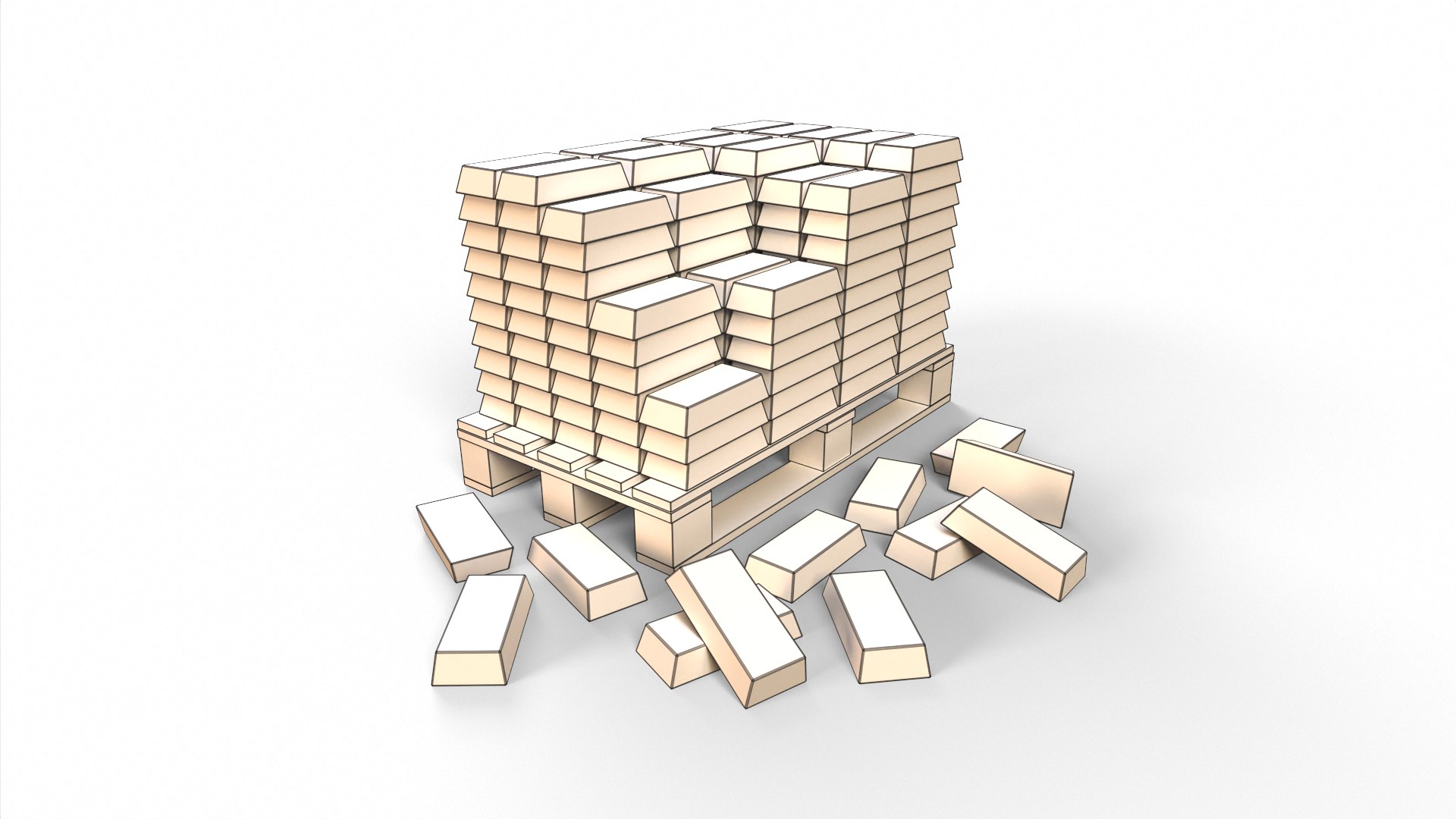 3D Model Pallet With Gold - TurboSquid 1887104
