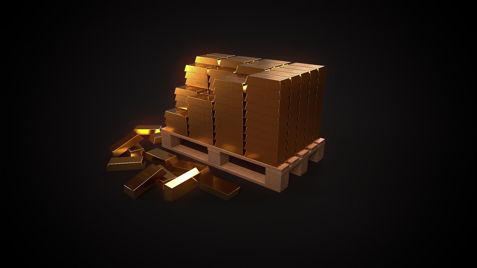 3D Model Pallet With Gold - TurboSquid 1887104