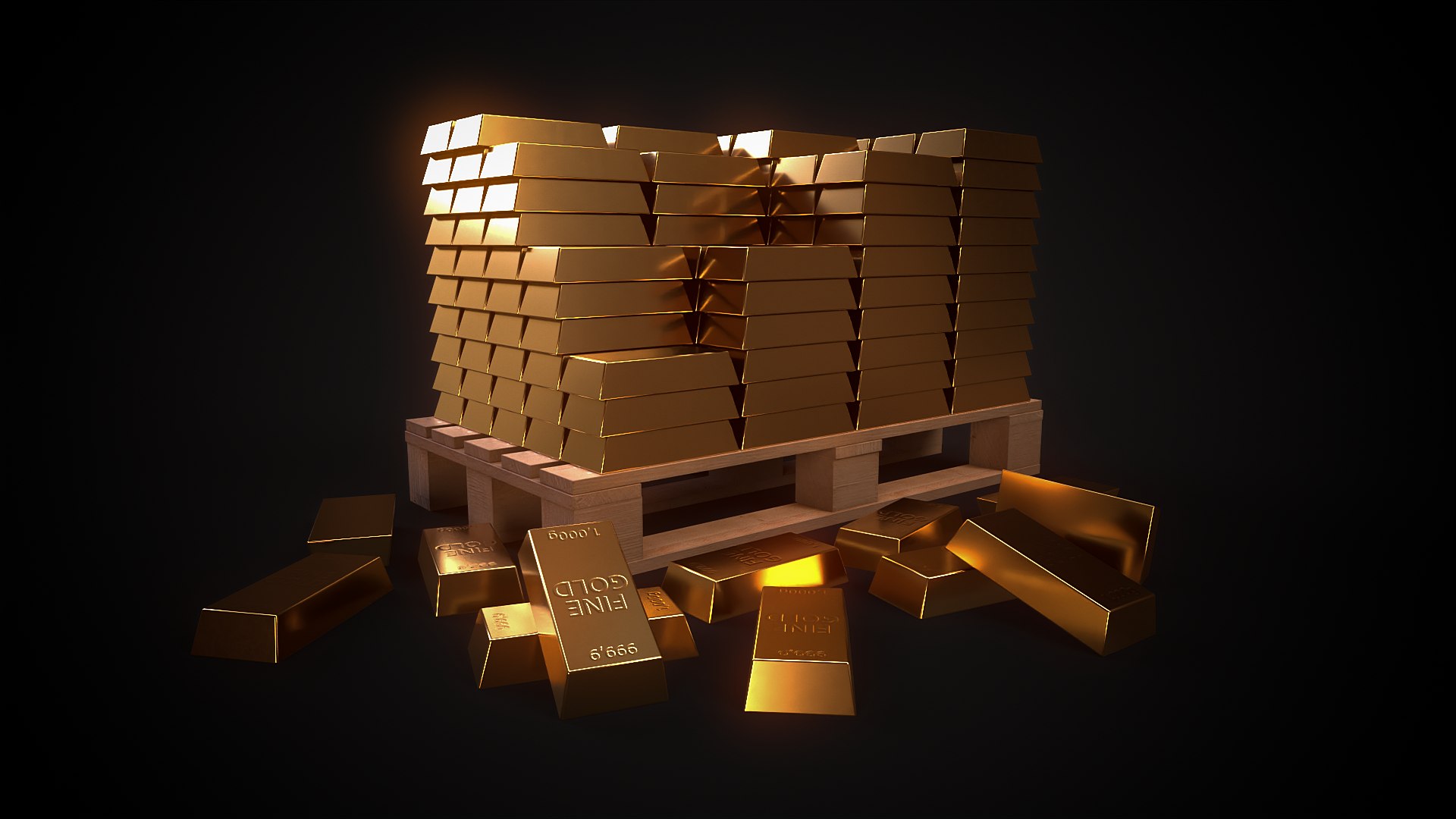 3D Model Pallet With Gold - TurboSquid 1887104