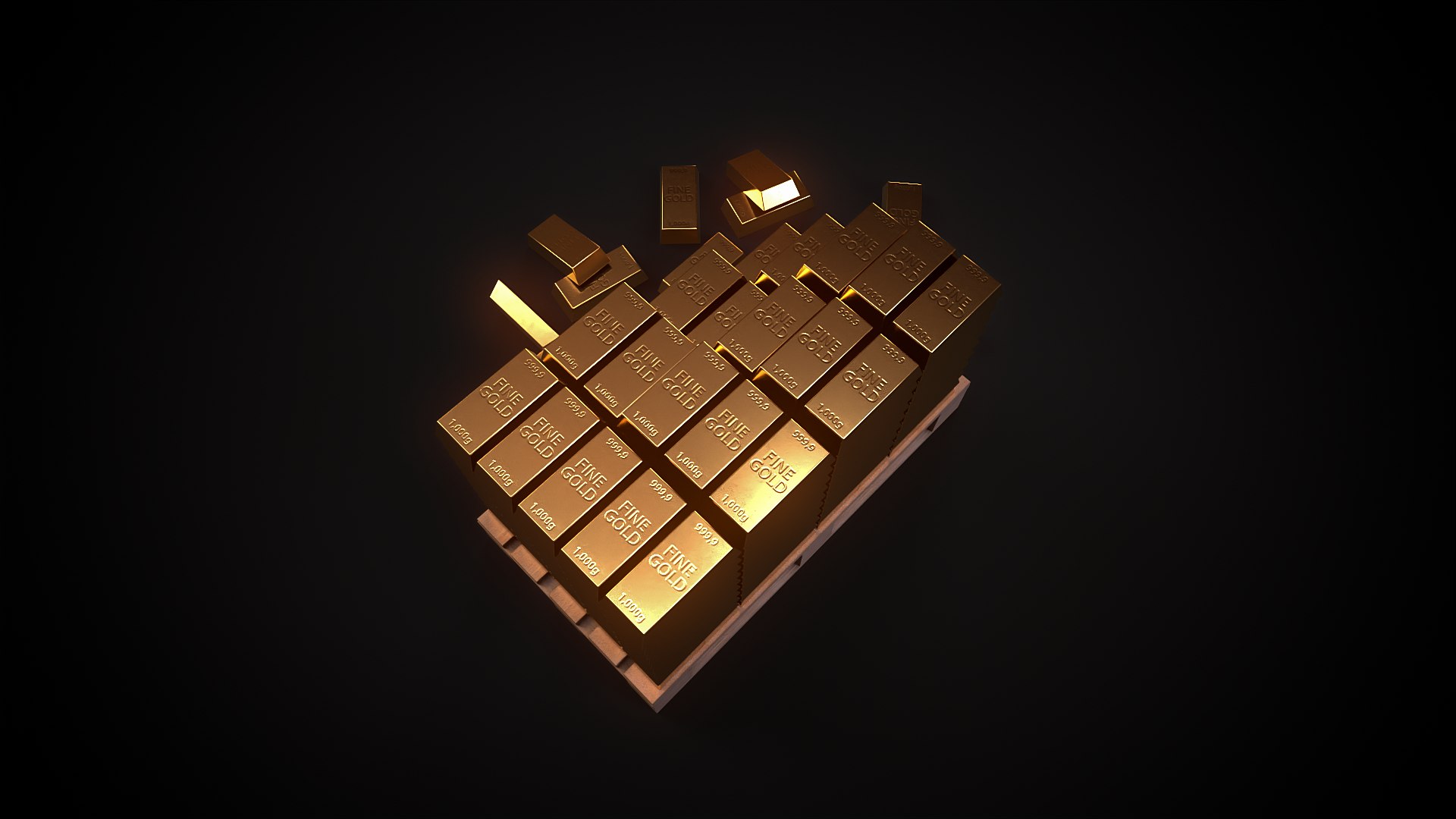 3D Model Pallet With Gold - TurboSquid 1887104