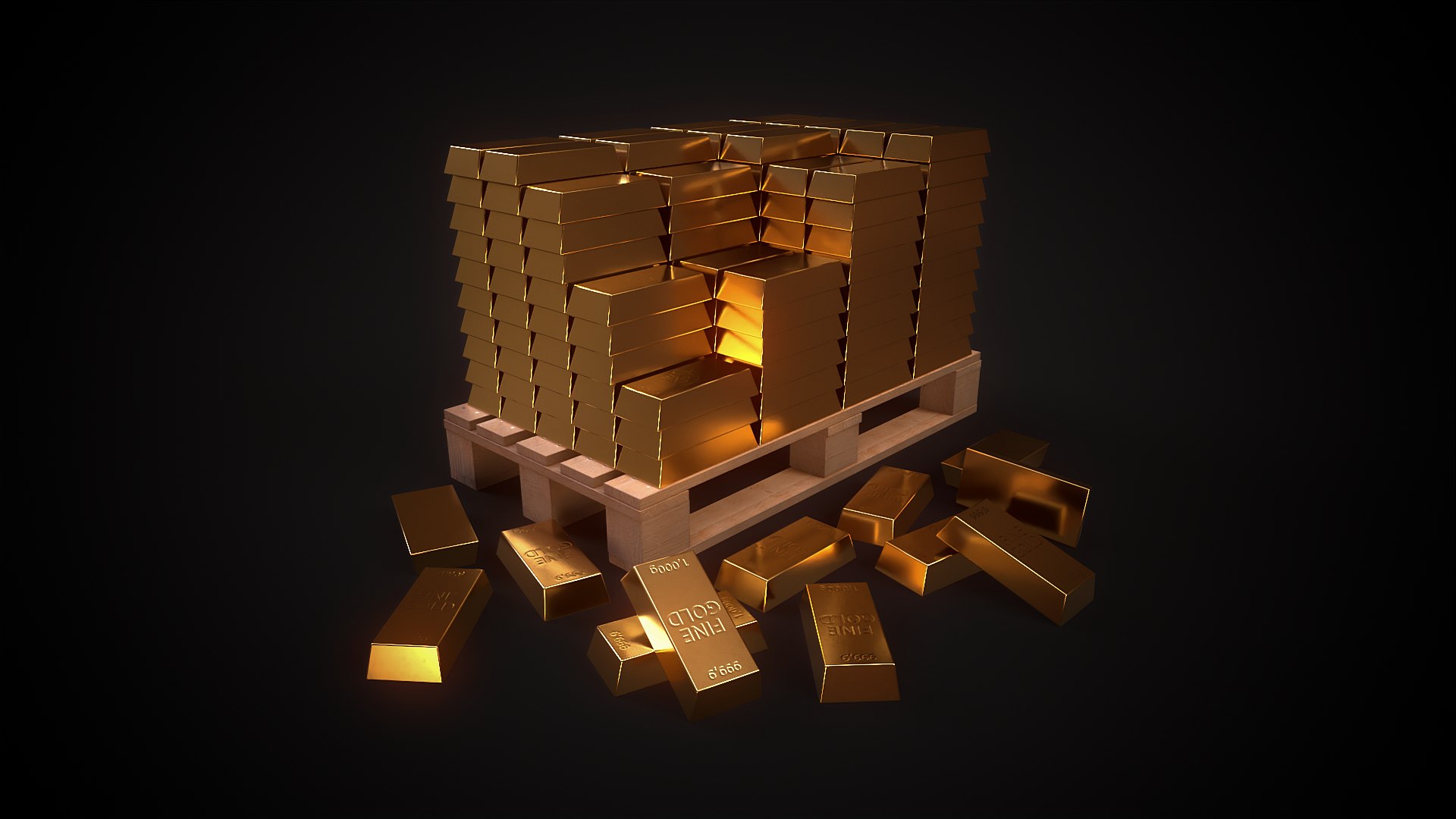 3D Model Pallet With Gold - TurboSquid 1887104