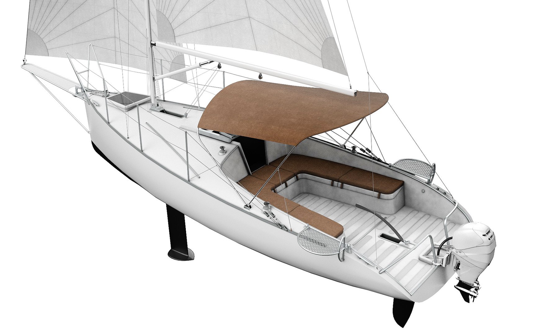 3D Model Small Sail Yacht White - TurboSquid 2087152