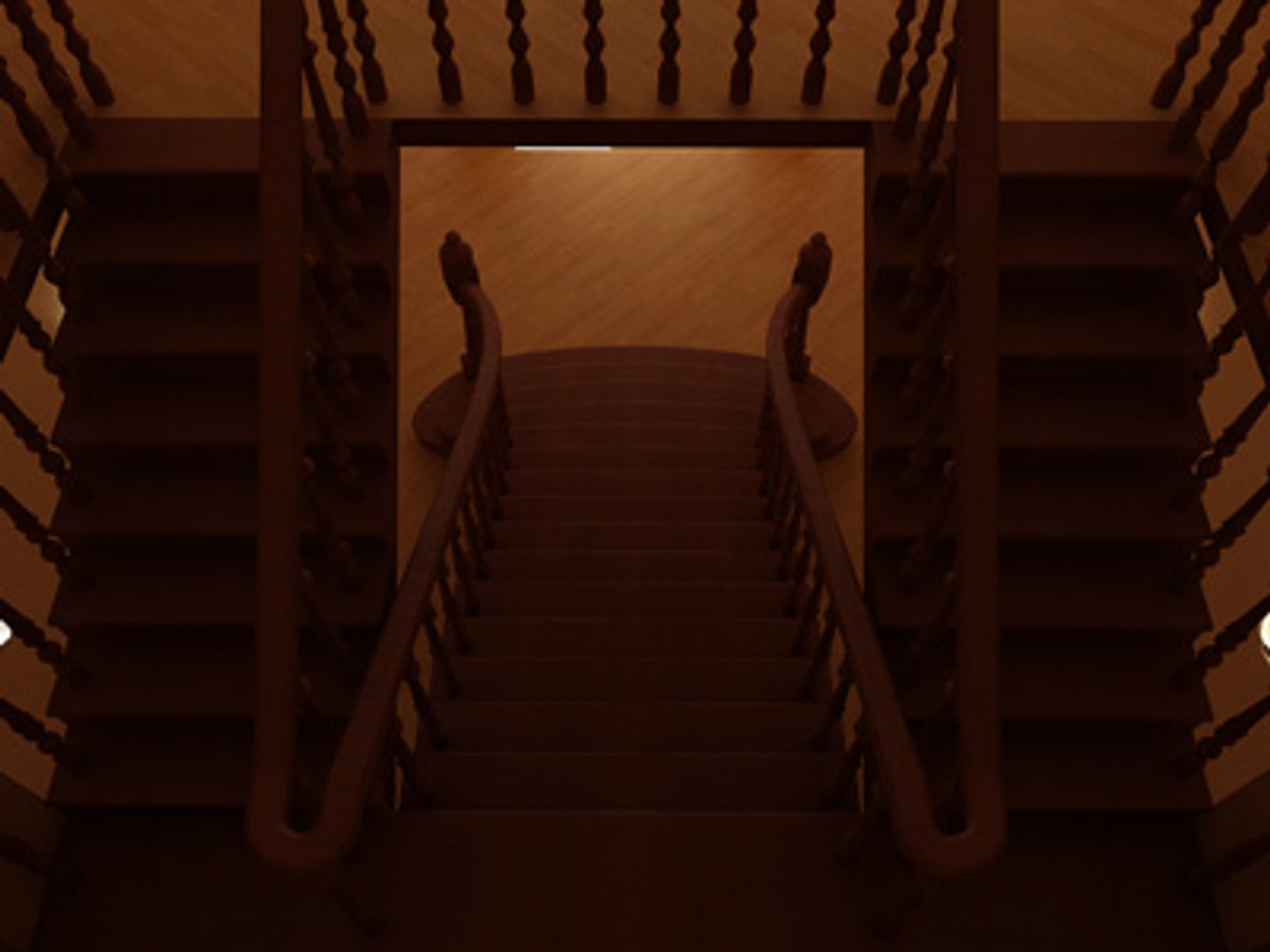 3d M-form Wood Stair