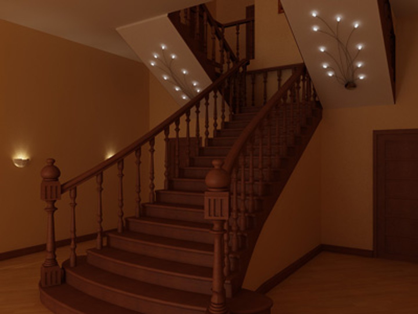 3d M-form Wood Stair