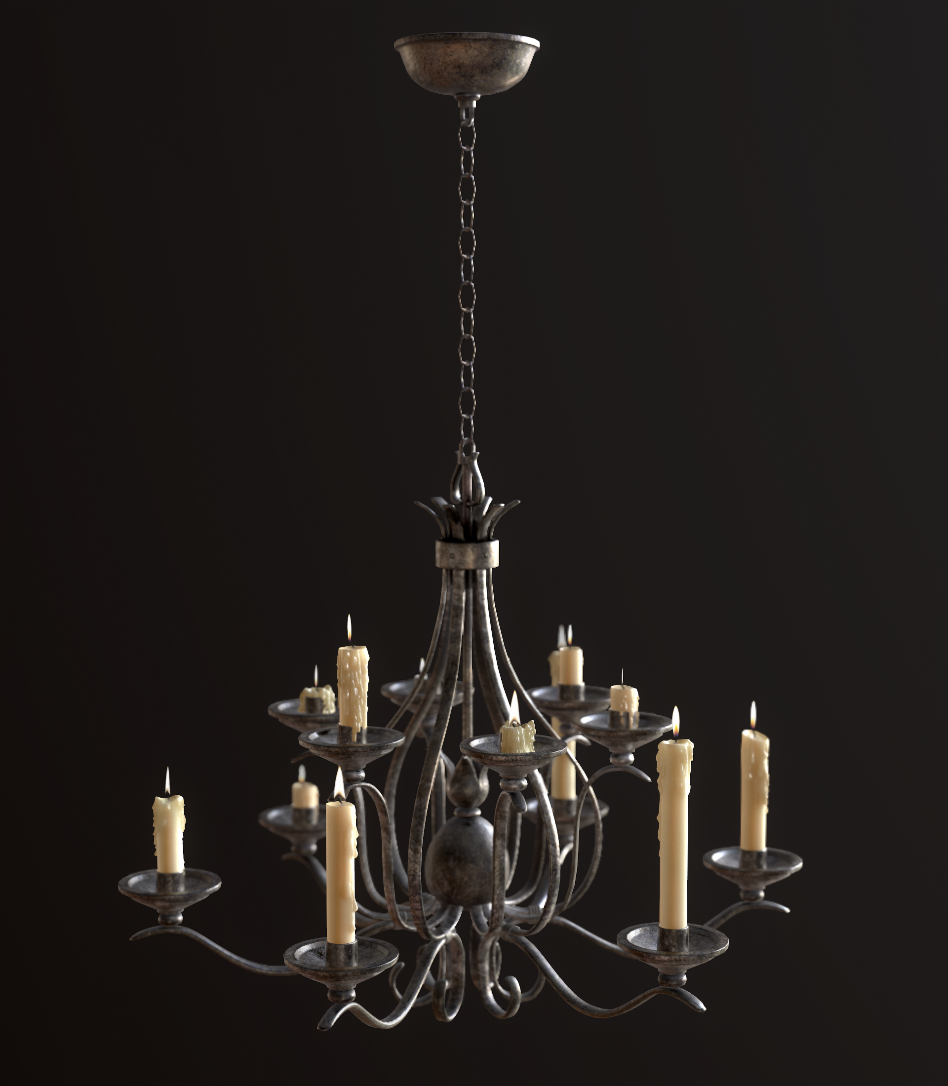 3D model low-poly medieval chandelier - TurboSquid 1647896