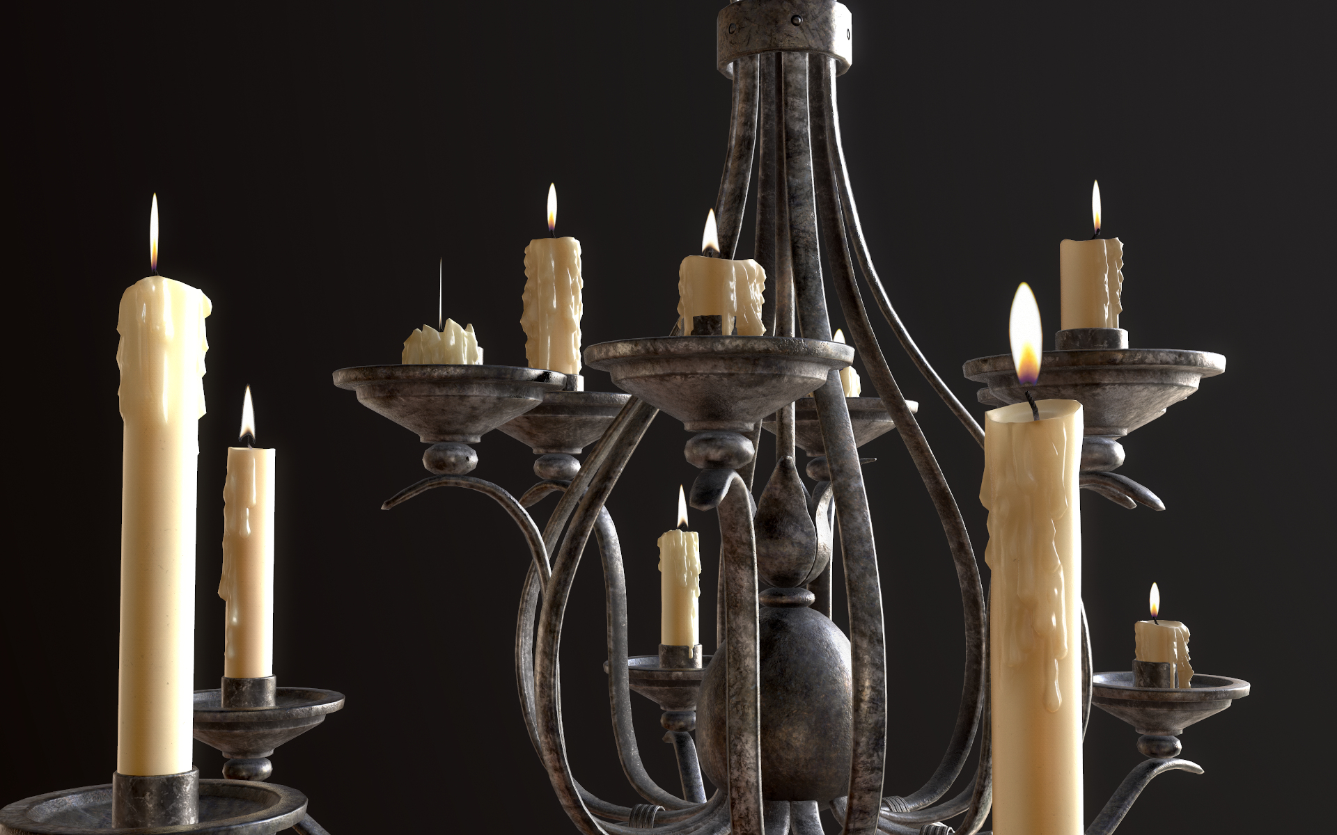 3D model low-poly medieval chandelier - TurboSquid 1647896