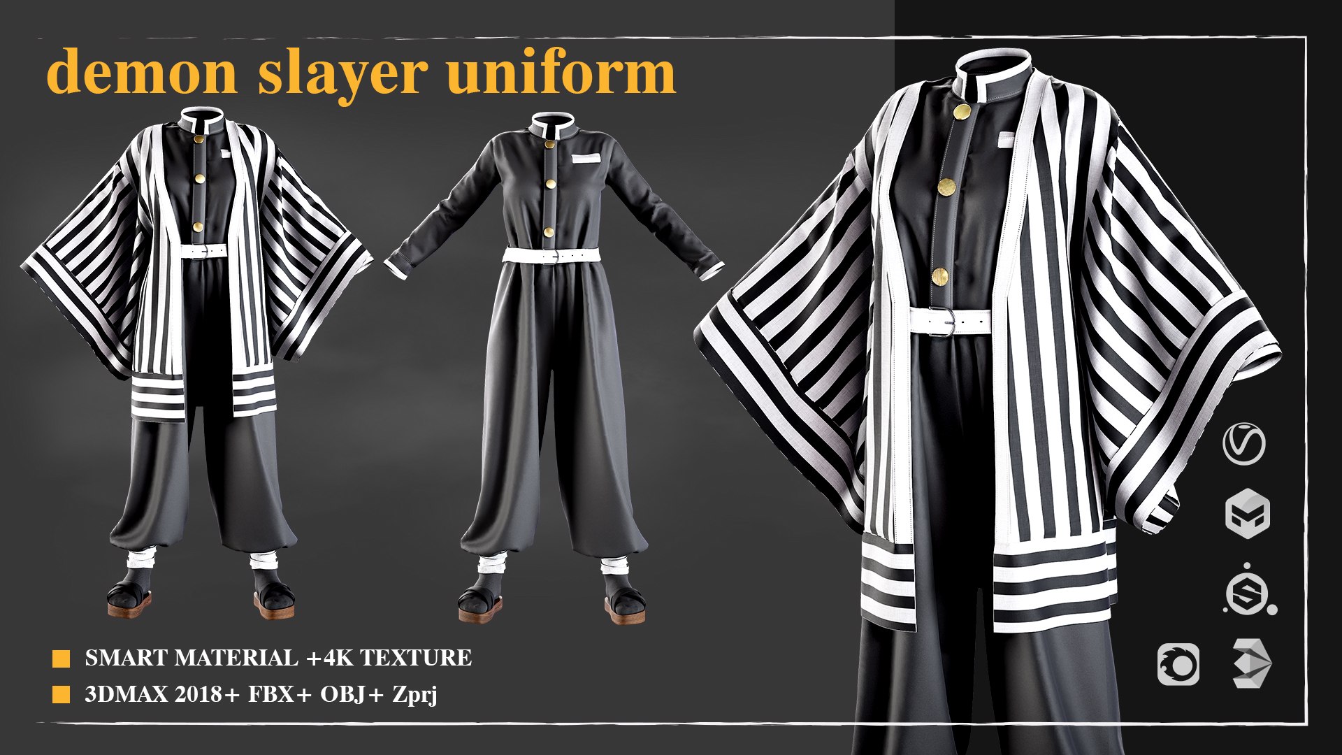 3D Demon Slayer Uniform - TurboSquid 1955825