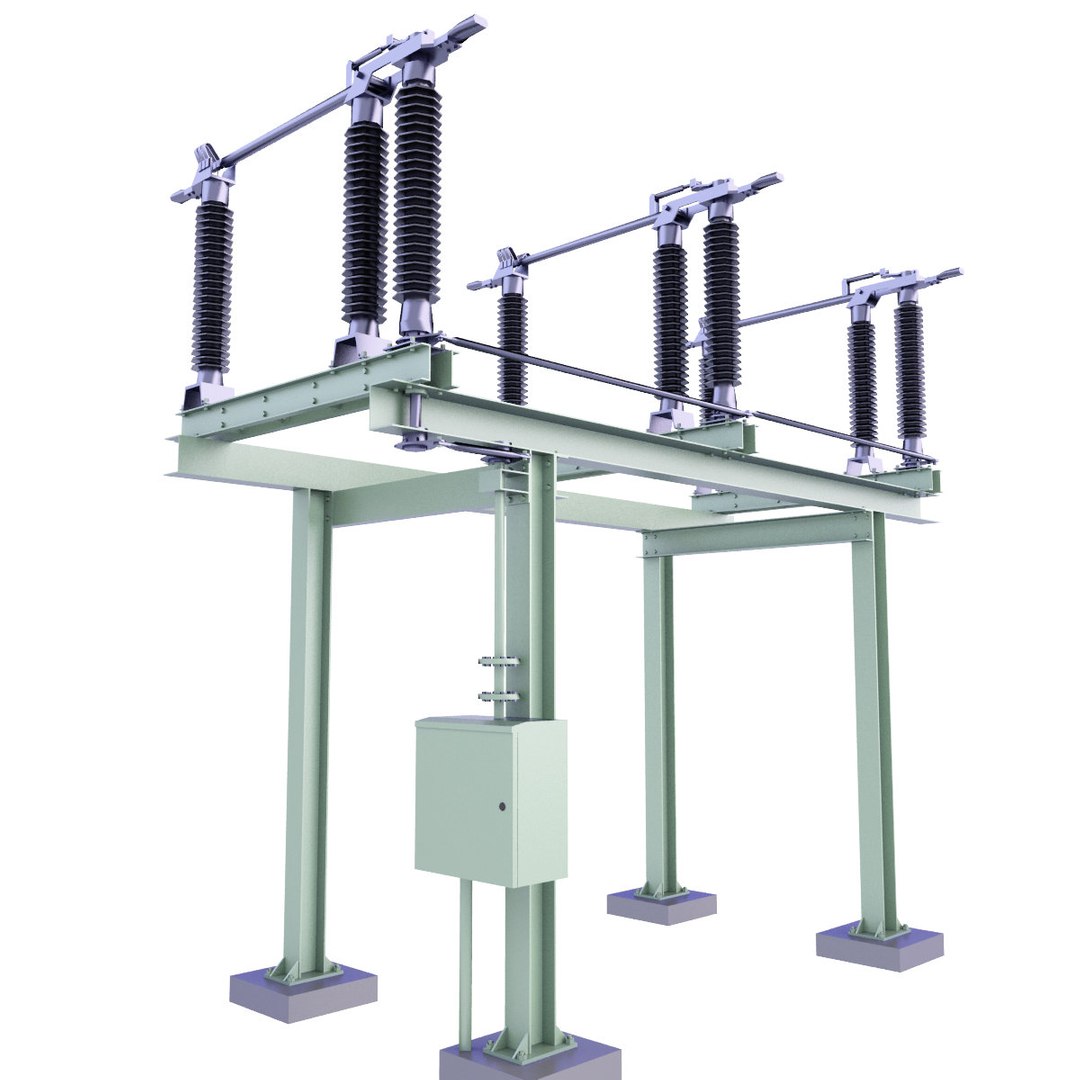 Substation Vertical Break Disconnector Low Poly 27 3D model ...