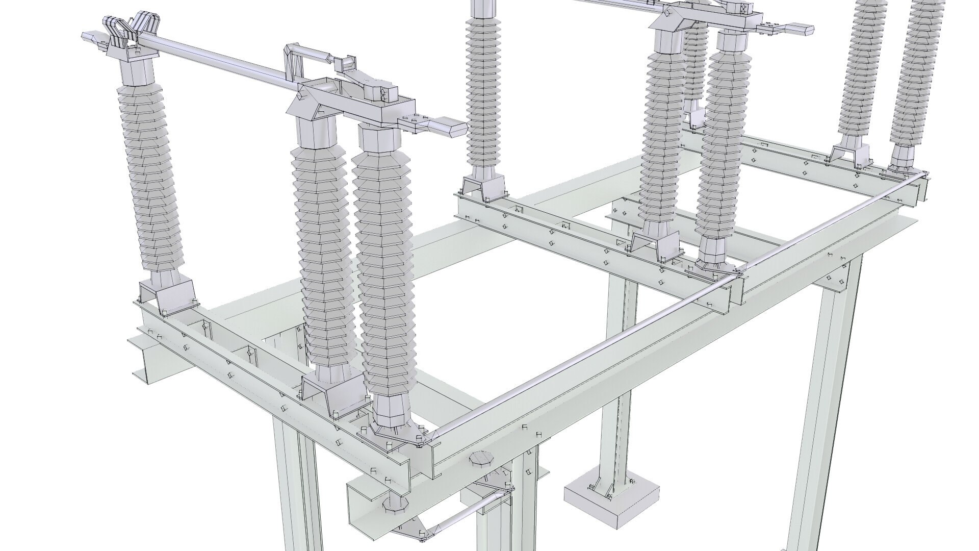 Substation Vertical Break Disconnector Low Poly 27 3D model ...