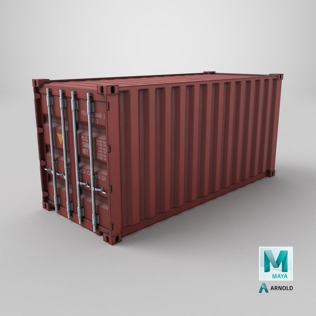 3D 20ft Shipping Container - Red - TurboSquid 2150738