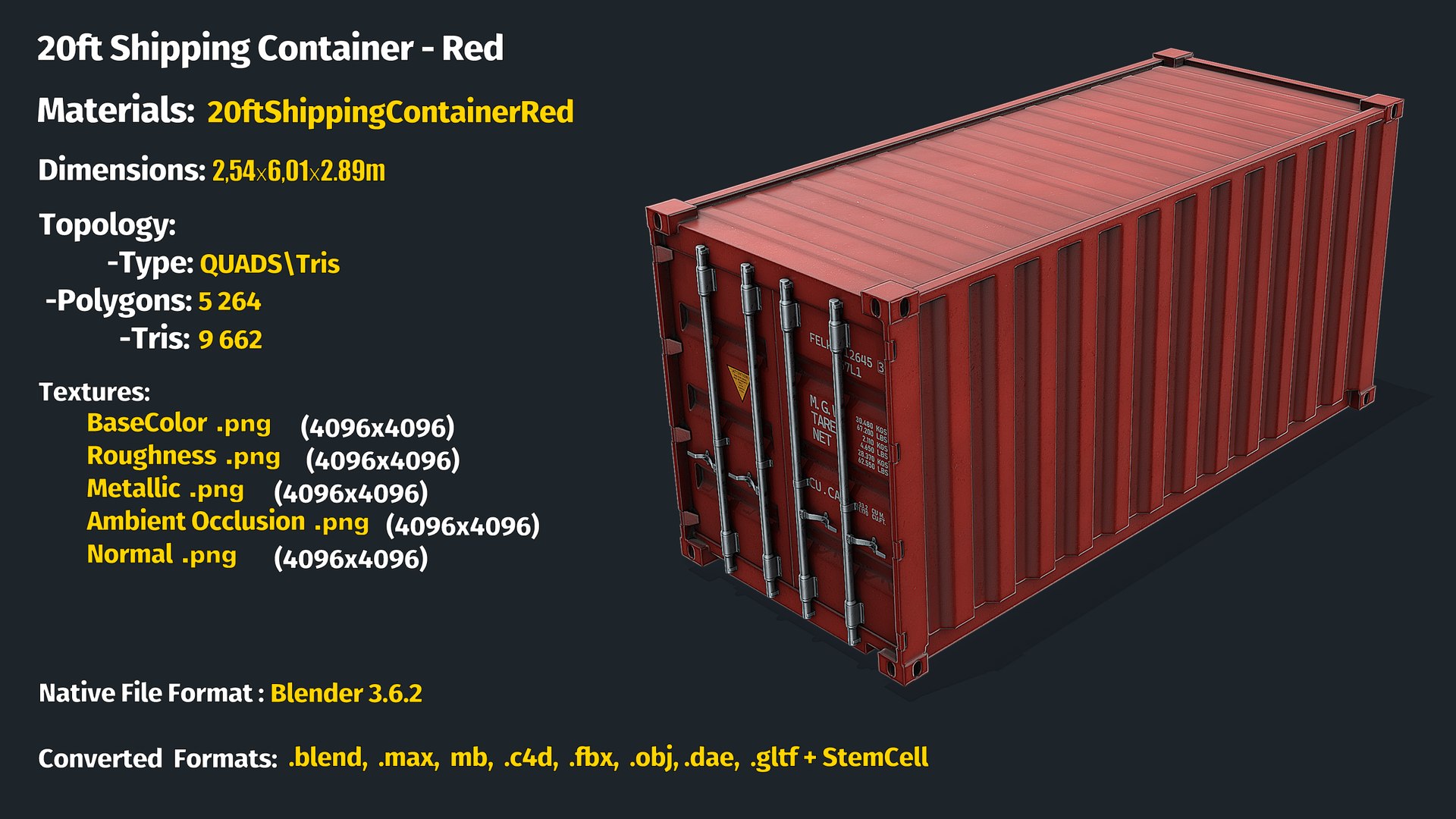 3D 20ft Shipping Container - Red - TurboSquid 2150738