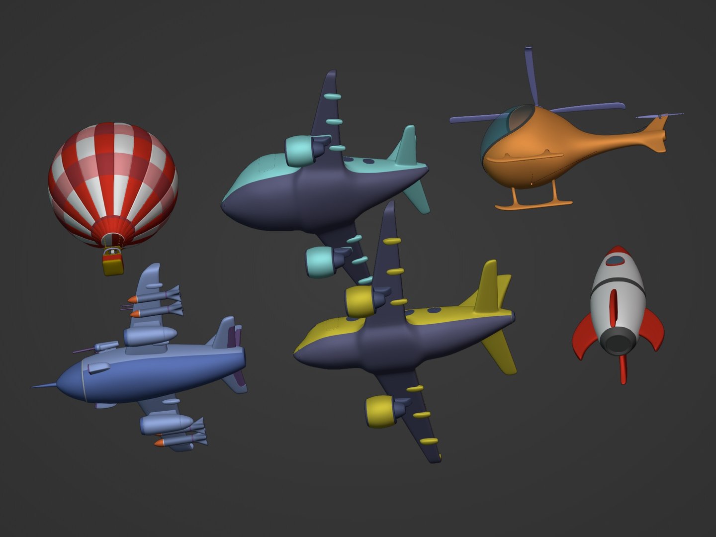 3D Cartoon Aircraft Pack Model - TurboSquid 1848904