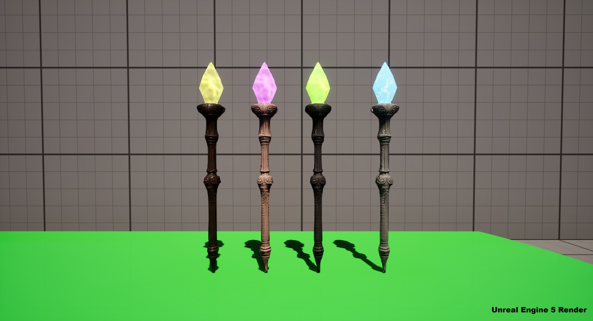 Ancient Staff Collection - 4 Color Variations - GameReady PBR 3D Model ...