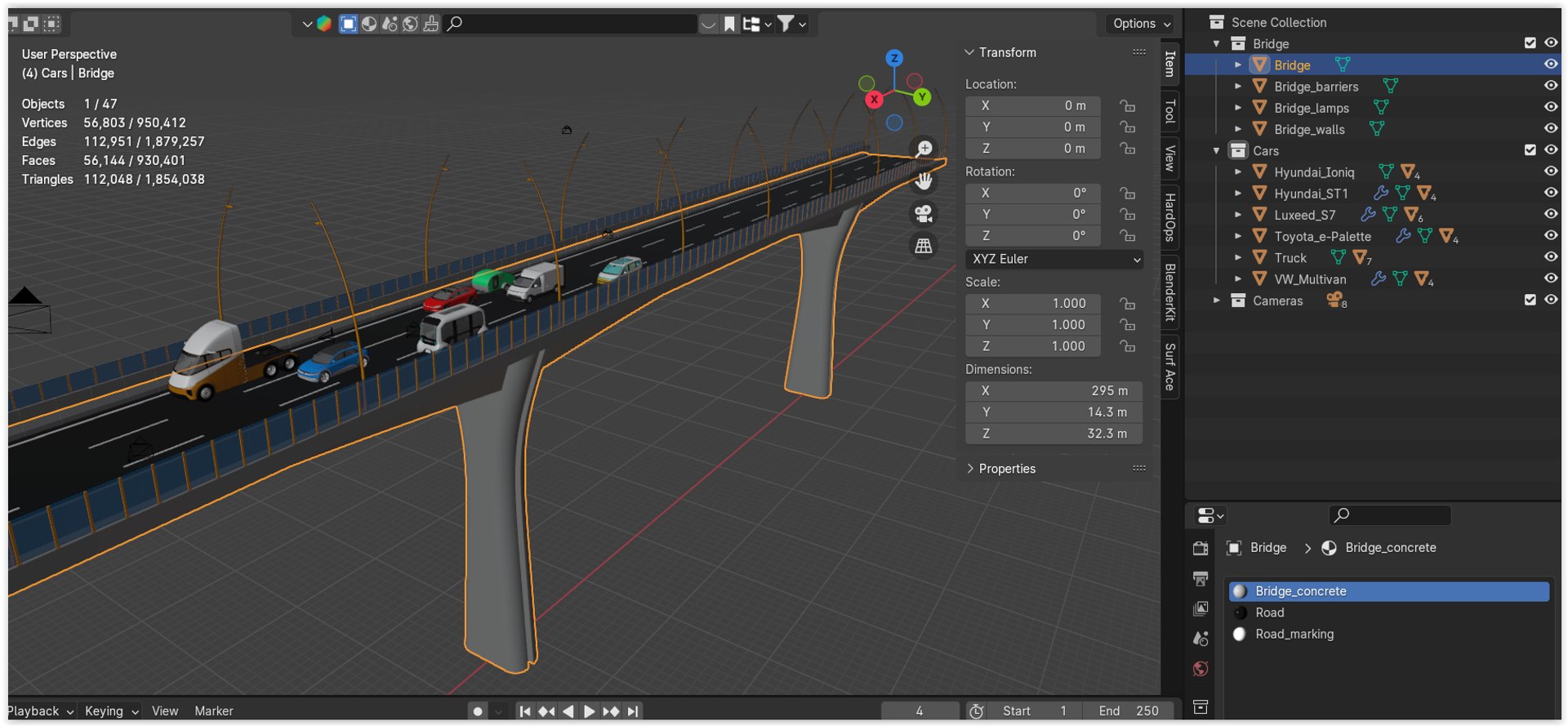 3D Bridge With Cars 5 Model - TurboSquid 2291680