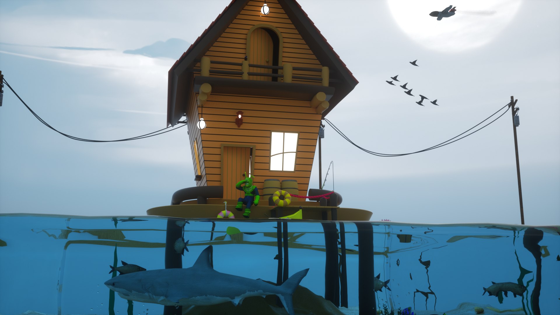 3D Cartoon Fish House Model - TurboSquid 1892507