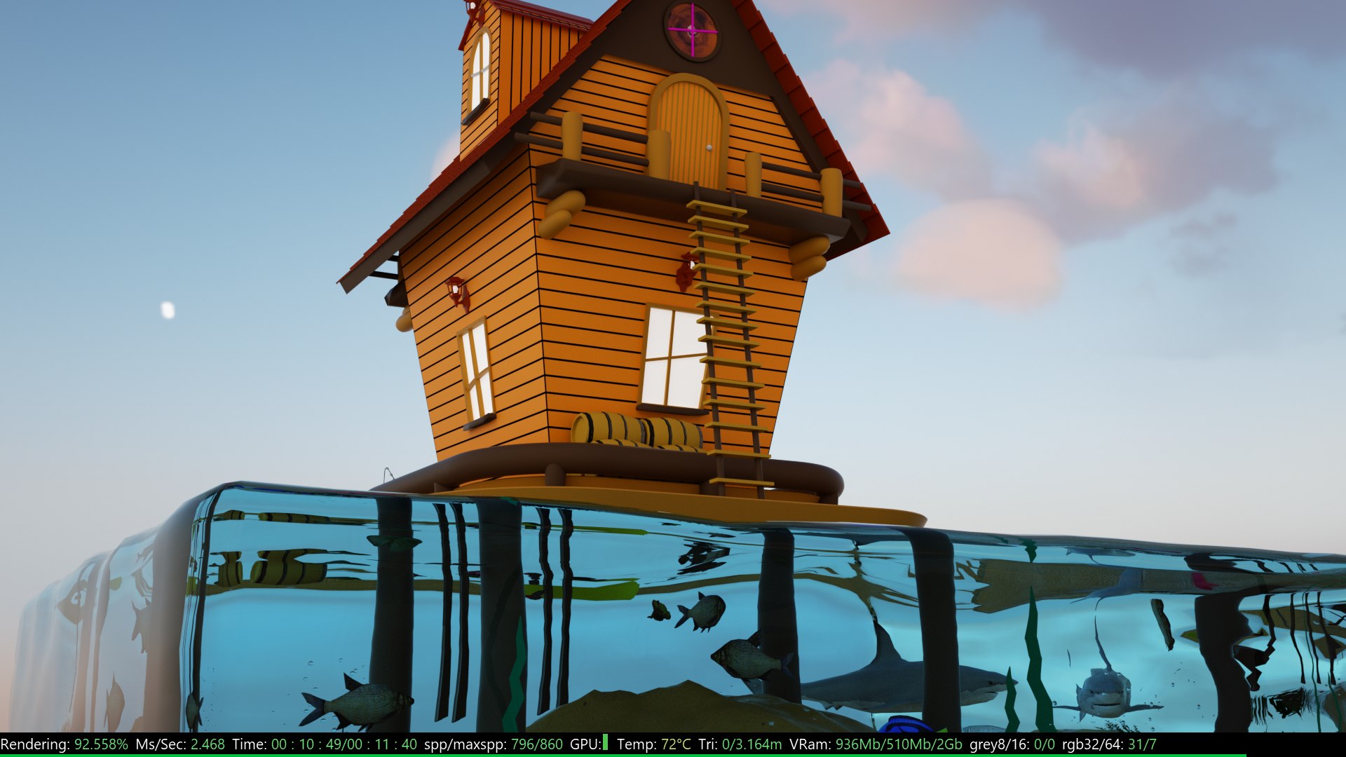 3D Cartoon Fish House Model - TurboSquid 1892507