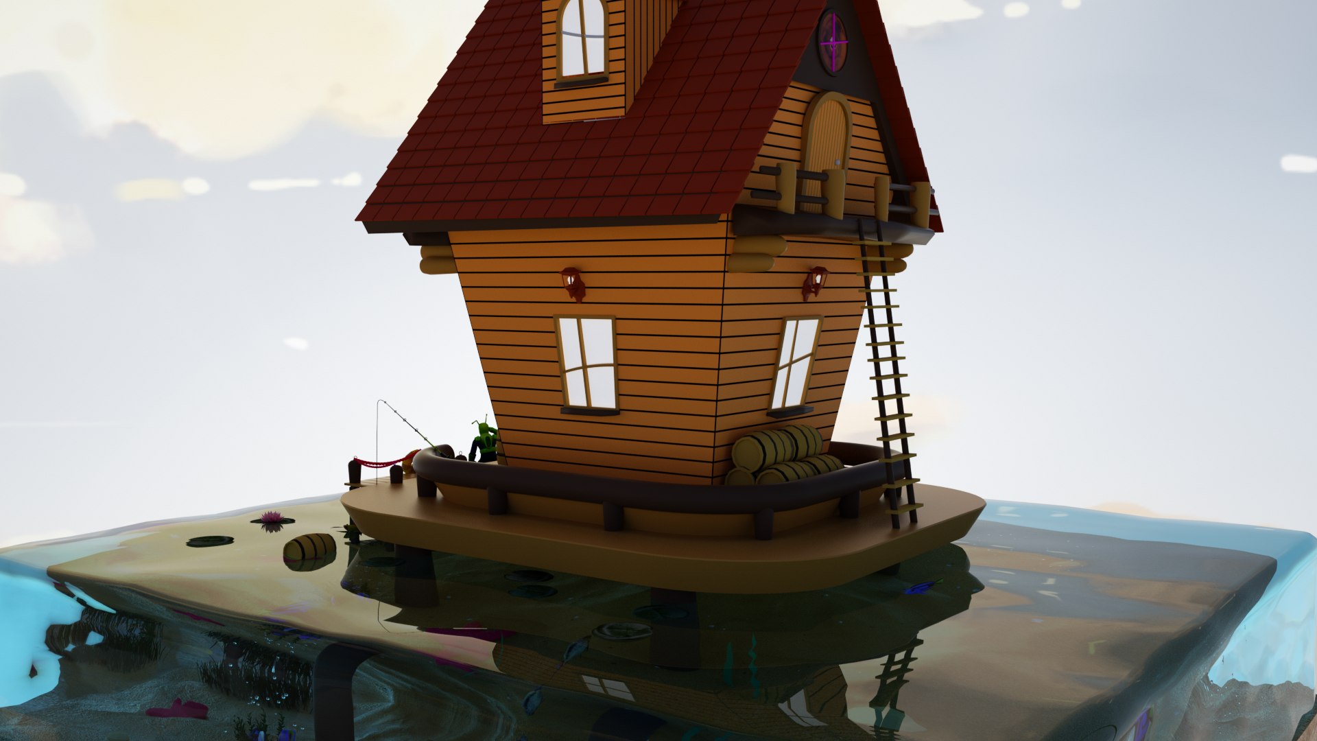 3D Cartoon Fish House Model - TurboSquid 1892507