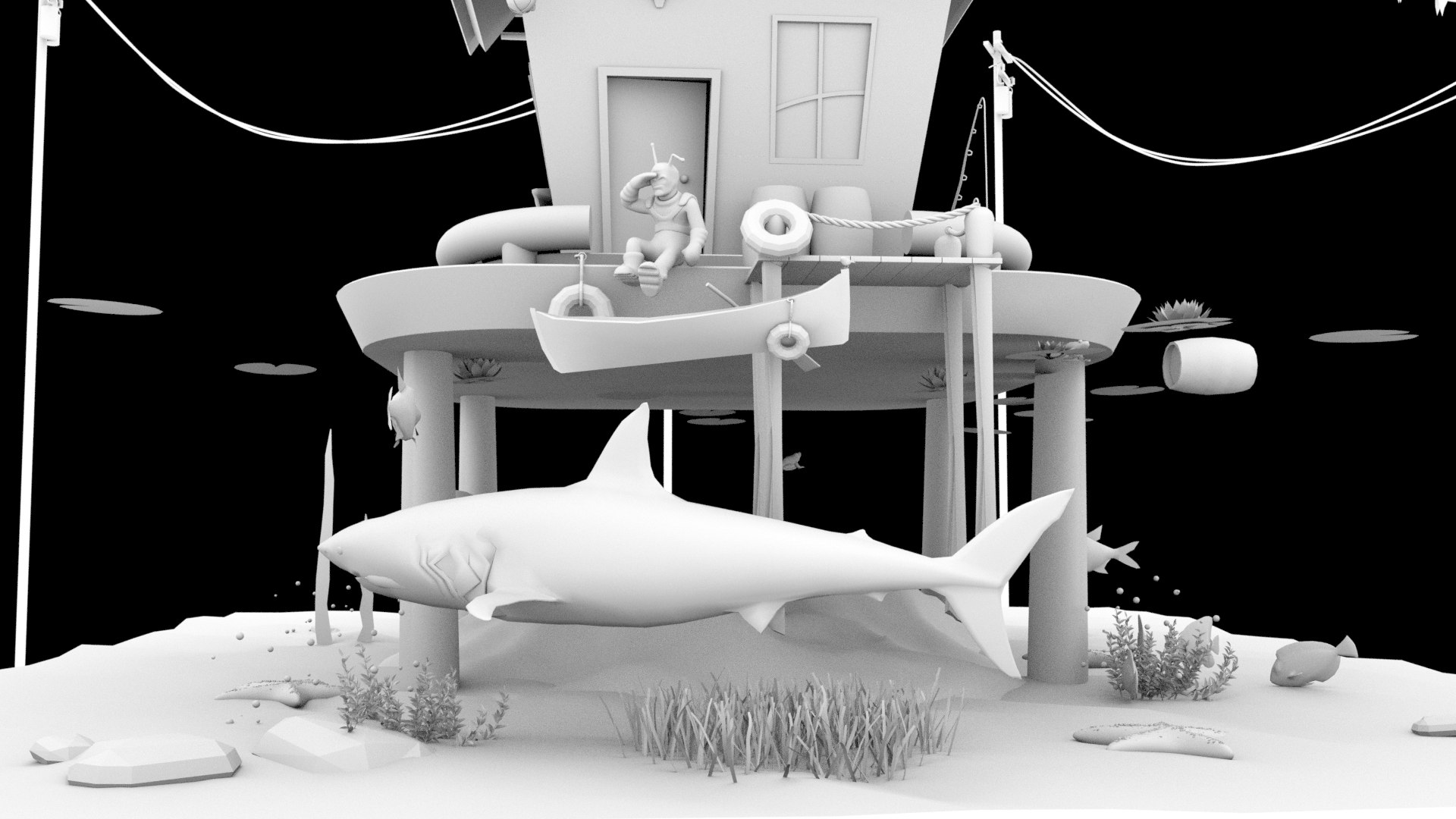 3D Cartoon Fish House Model - TurboSquid 1892507
