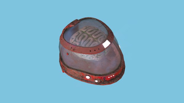 3D SciFi Brain Helmet 02 Red Rust - Character Design Fashion ...