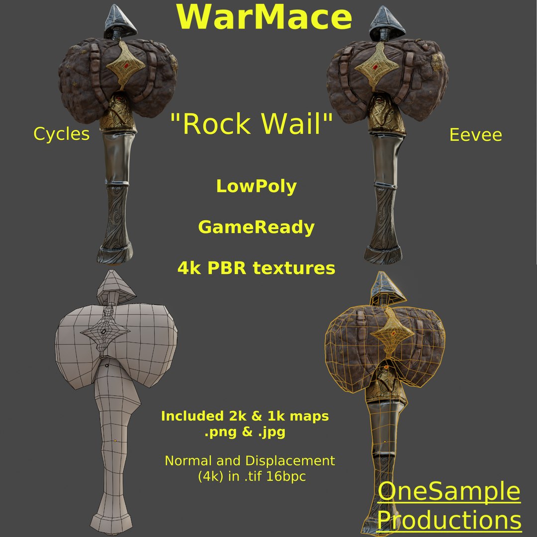 3D War Mace RockWail LowPoly - TurboSquid 1963952