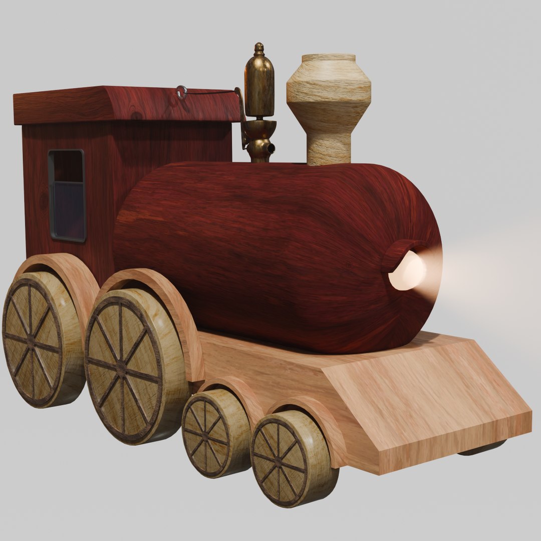 Red Wooden Toy Train Model - TurboSquid 2341778