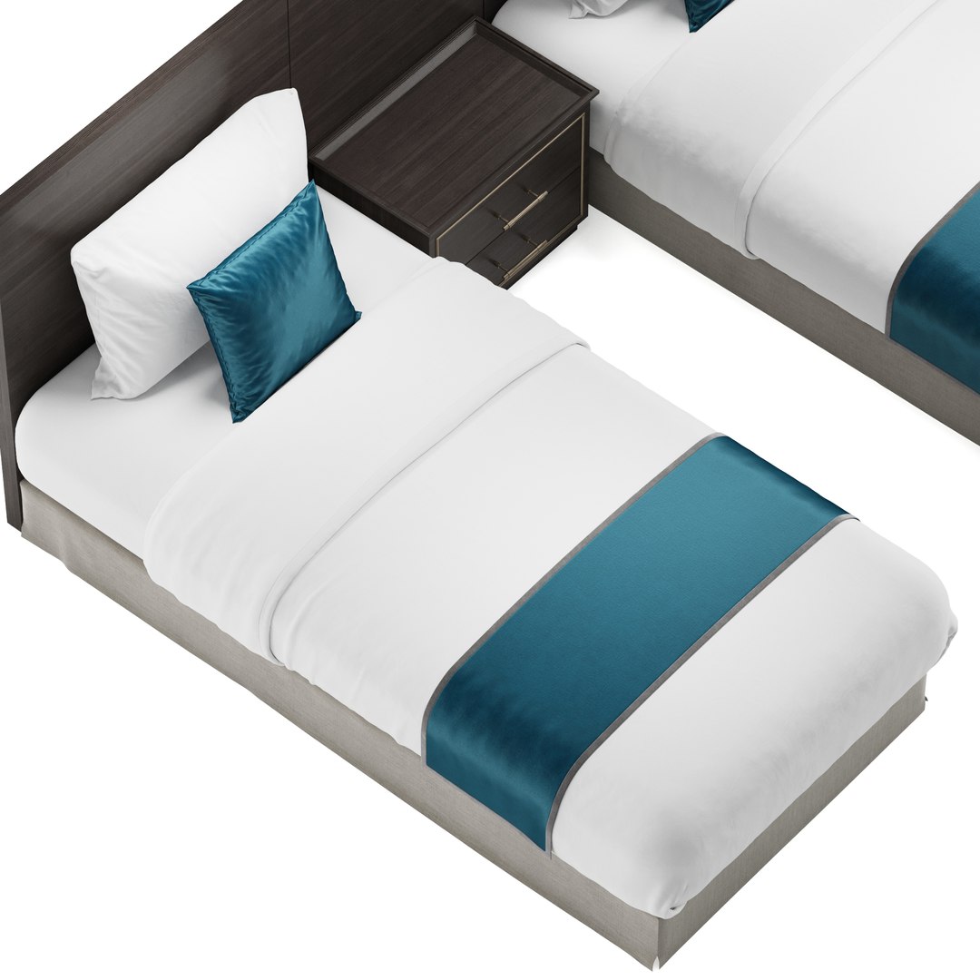 Single Bed For Hotel Room 2 3D Model - TurboSquid 1963437