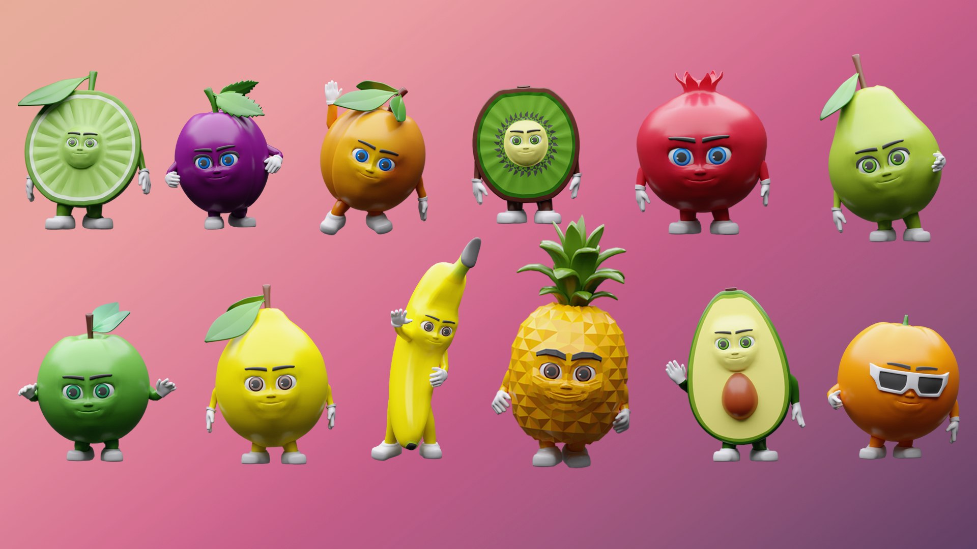 Cartoon Character Fruit 3D Model - TurboSquid 2195644