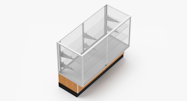 Glass front lock display with shelves 48 Wood White Beige Gray and ...