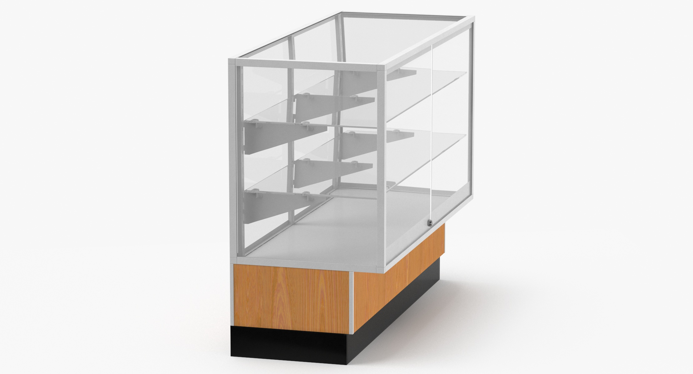 Glass front lock display with shelves 48 Wood White Beige Gray and ...