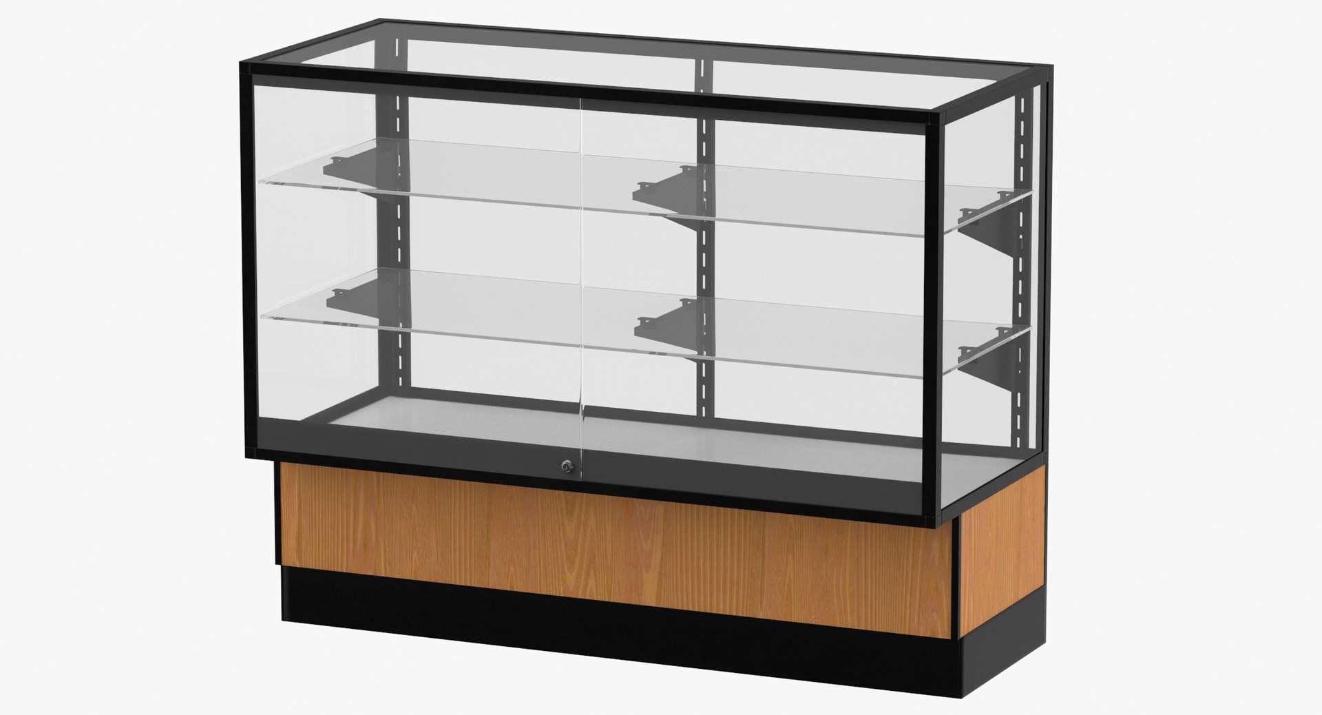 3D Glass front lock display with shelves 48 Wood White Beige Gray and ...