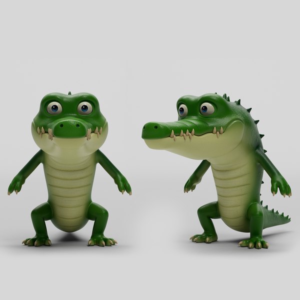 modelo 3d Personaje de dibujos animados de cocodrilo modelado de ...