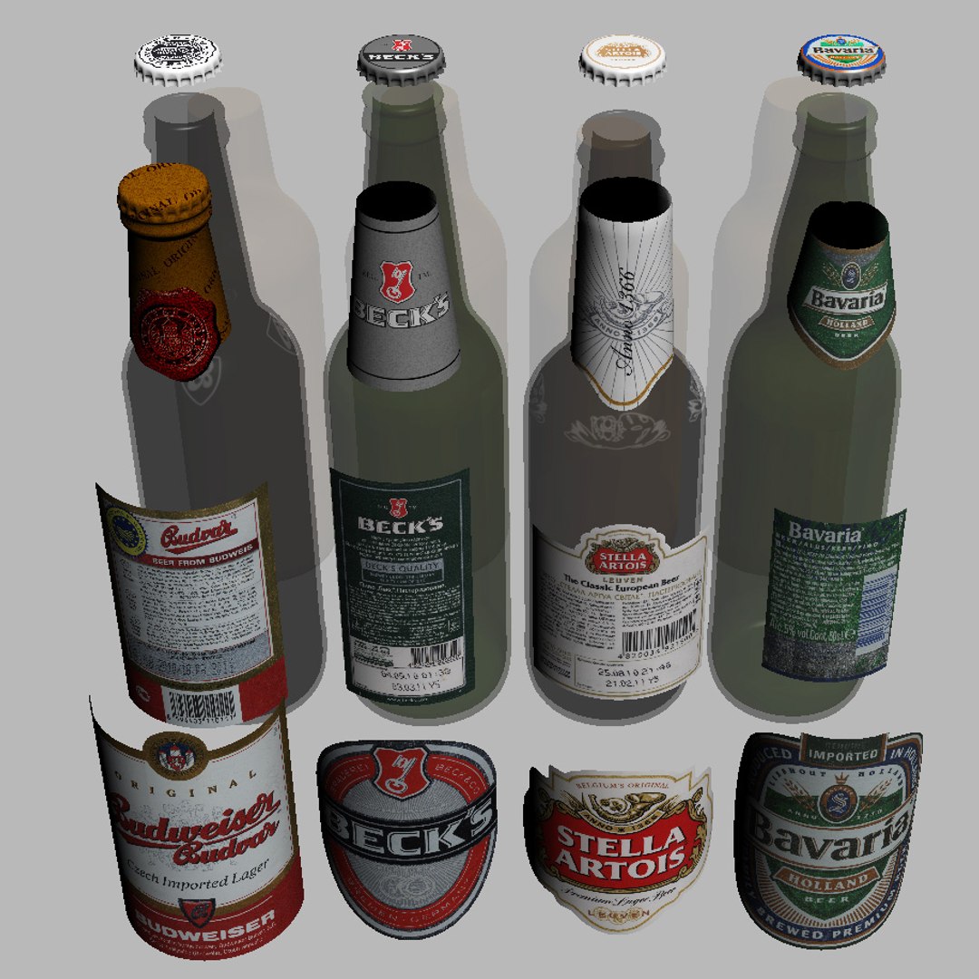 3d beer bottles s model