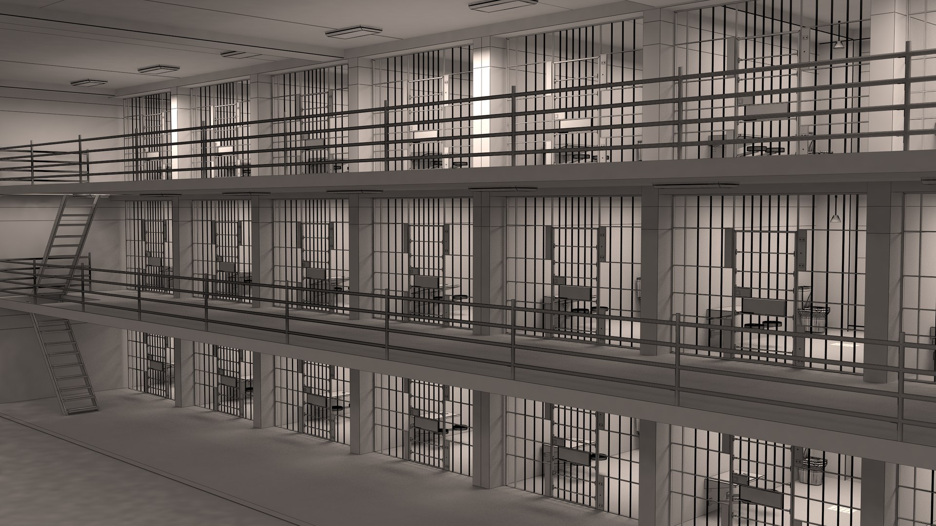 Prison Hall Model - TurboSquid 2044160
