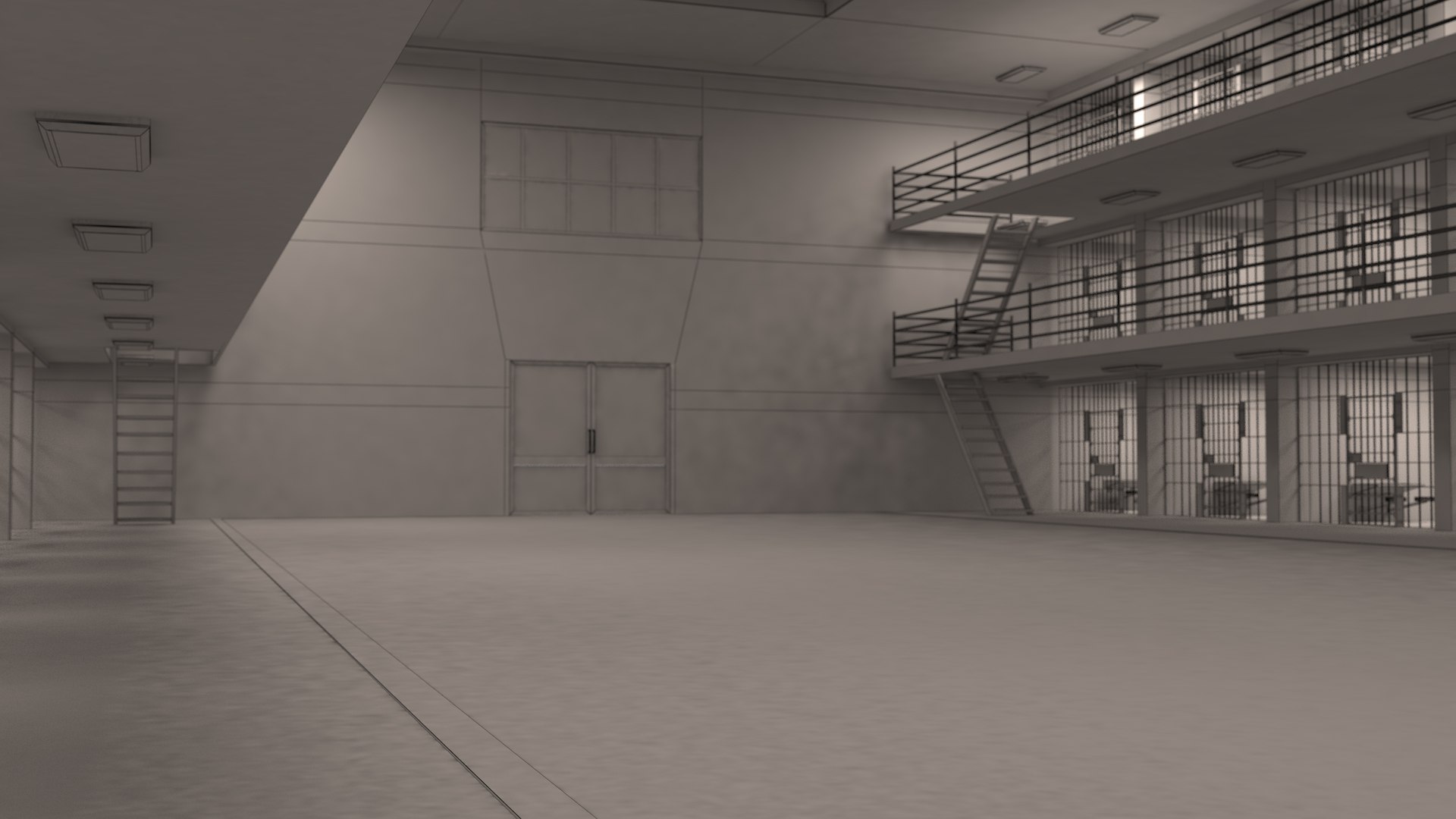 Prison Hall Model - TurboSquid 2044160
