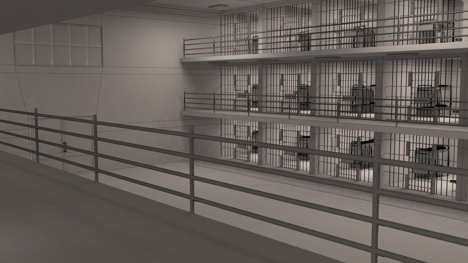 Prison Hall Model - TurboSquid 2044160