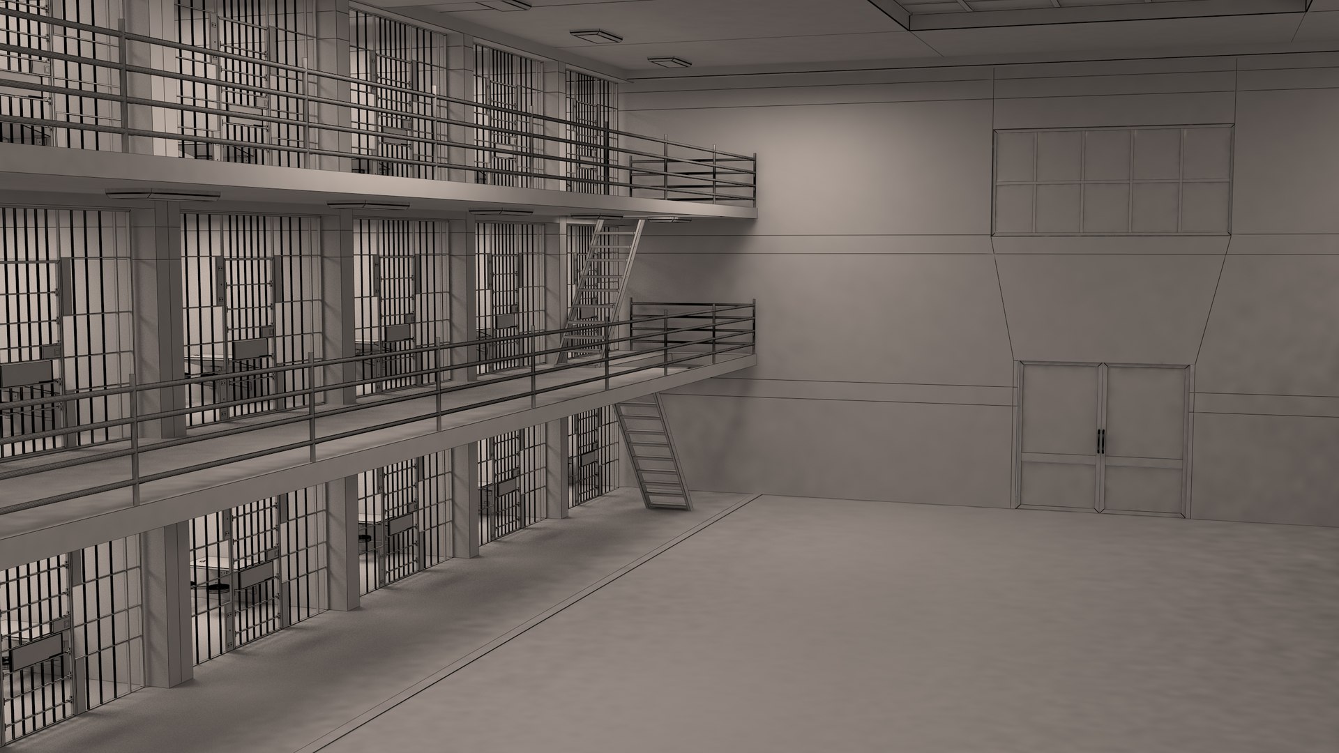 Prison Hall Model - TurboSquid 2044160
