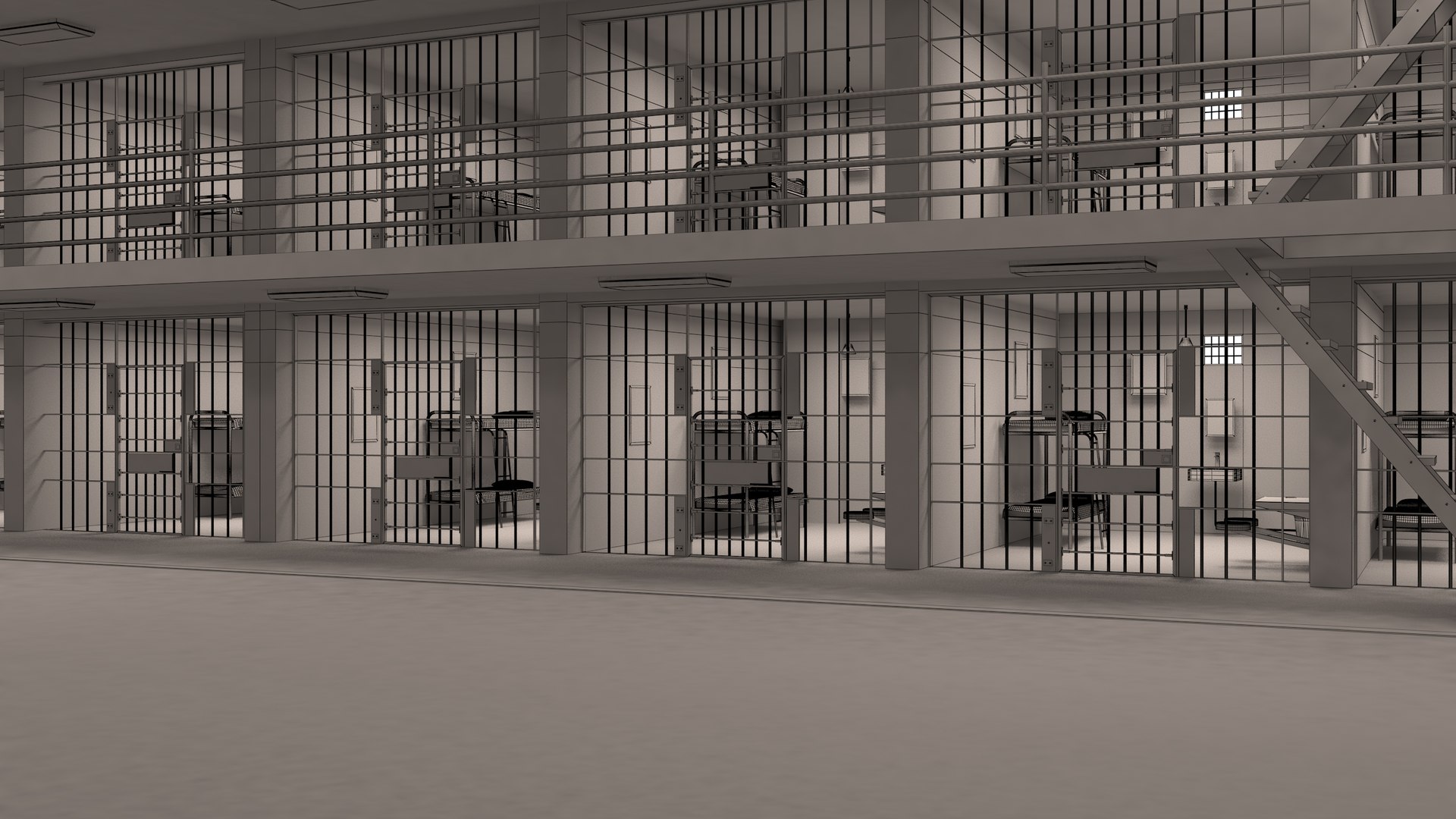Prison Hall Model - TurboSquid 2044160
