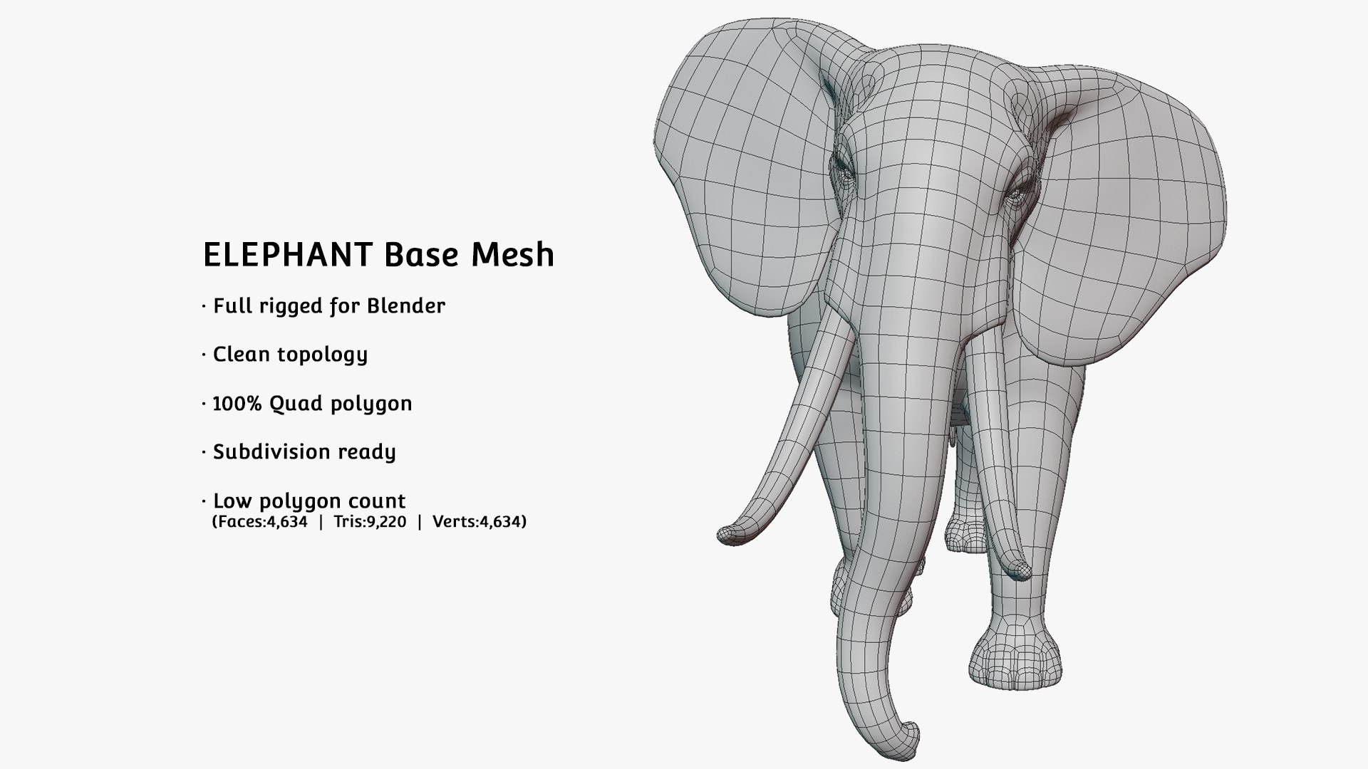 Rigged Elephant Base Mesh Model - TurboSquid 1528691
