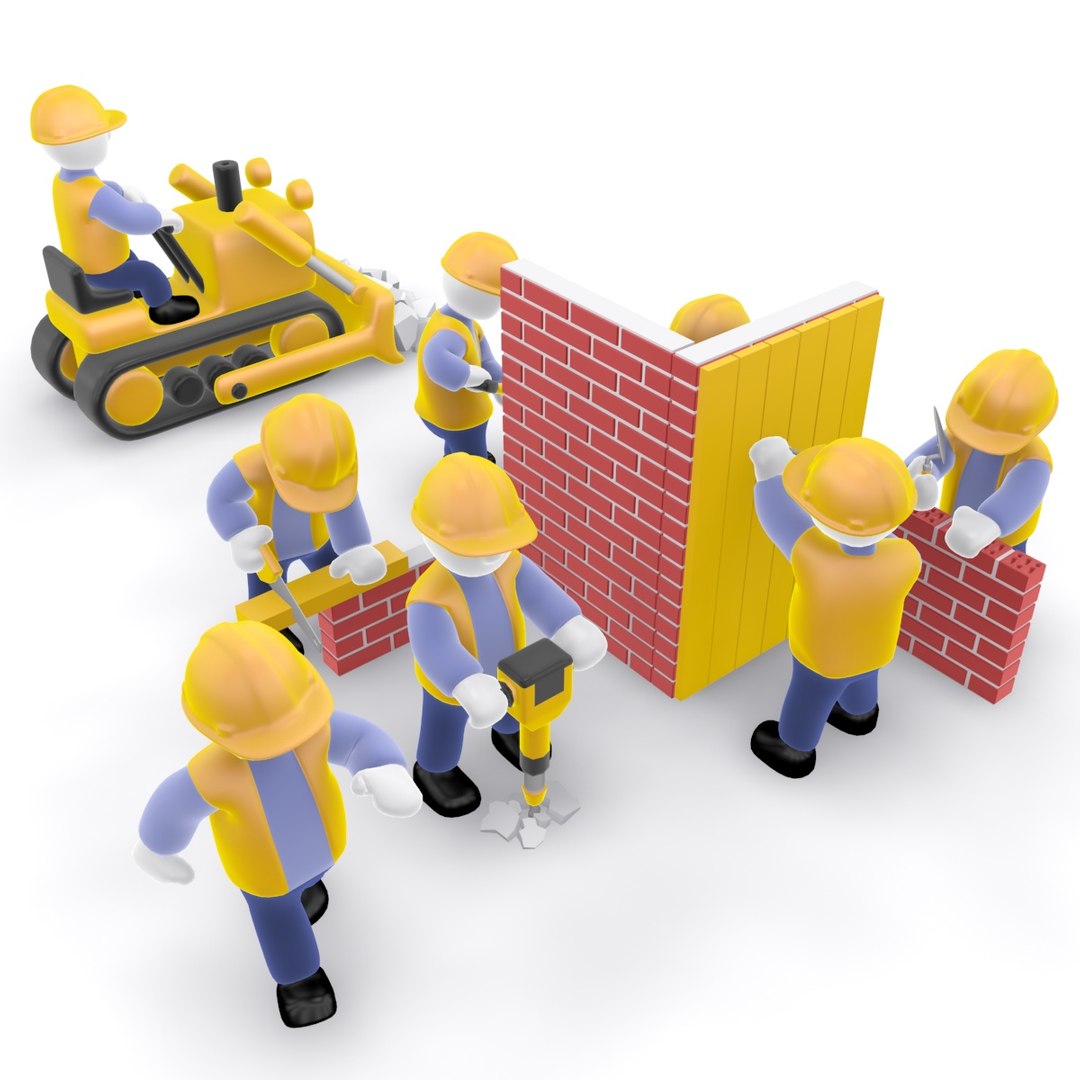 Construction Team Cartoon 3d Model