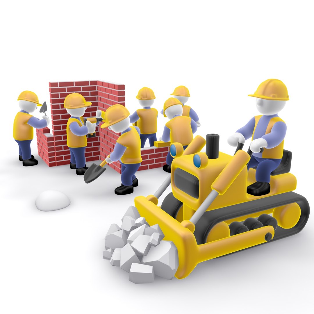 Construction Team Cartoon 3d Model