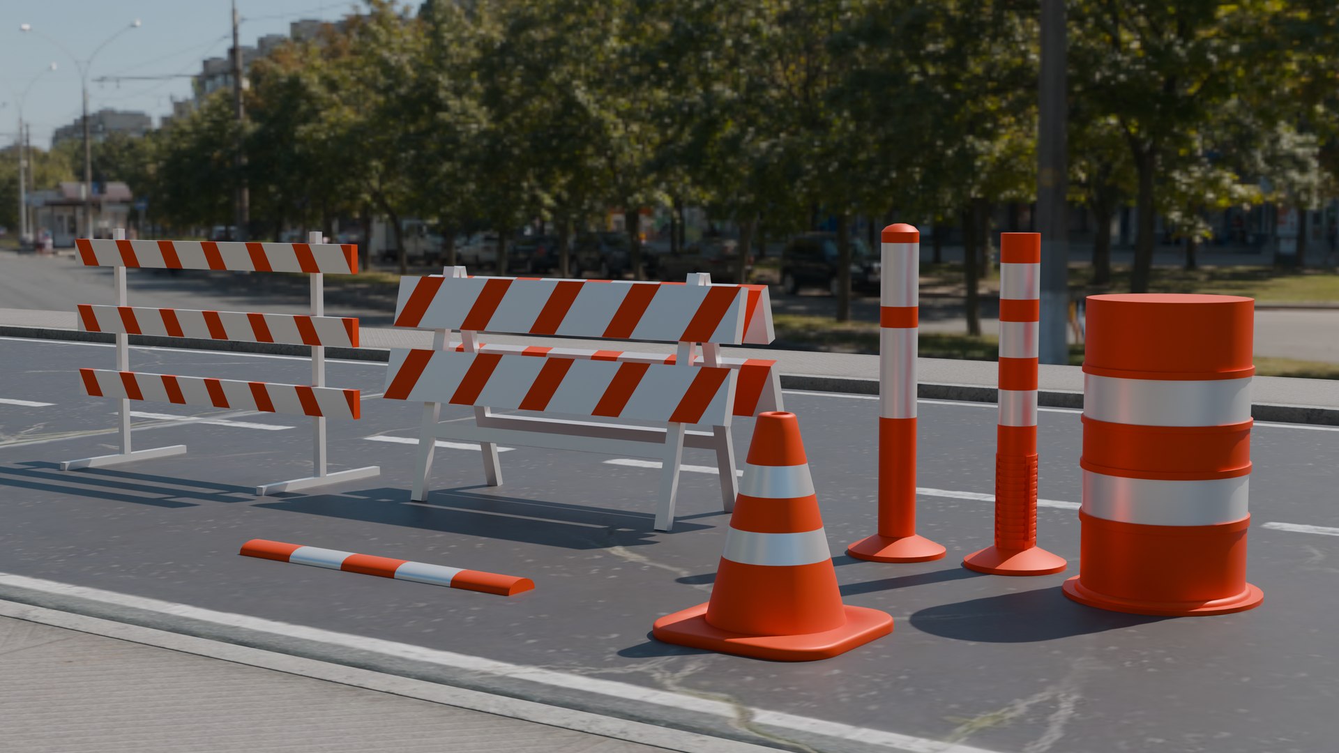 Traffic Cones Barricades Set 3D - TurboSquid 2335265