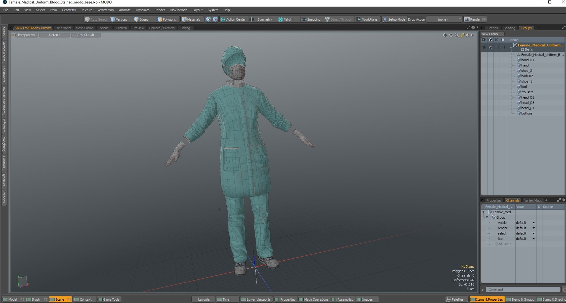Female Medical Uniform Blood Stained 3D model - TurboSquid 2146111