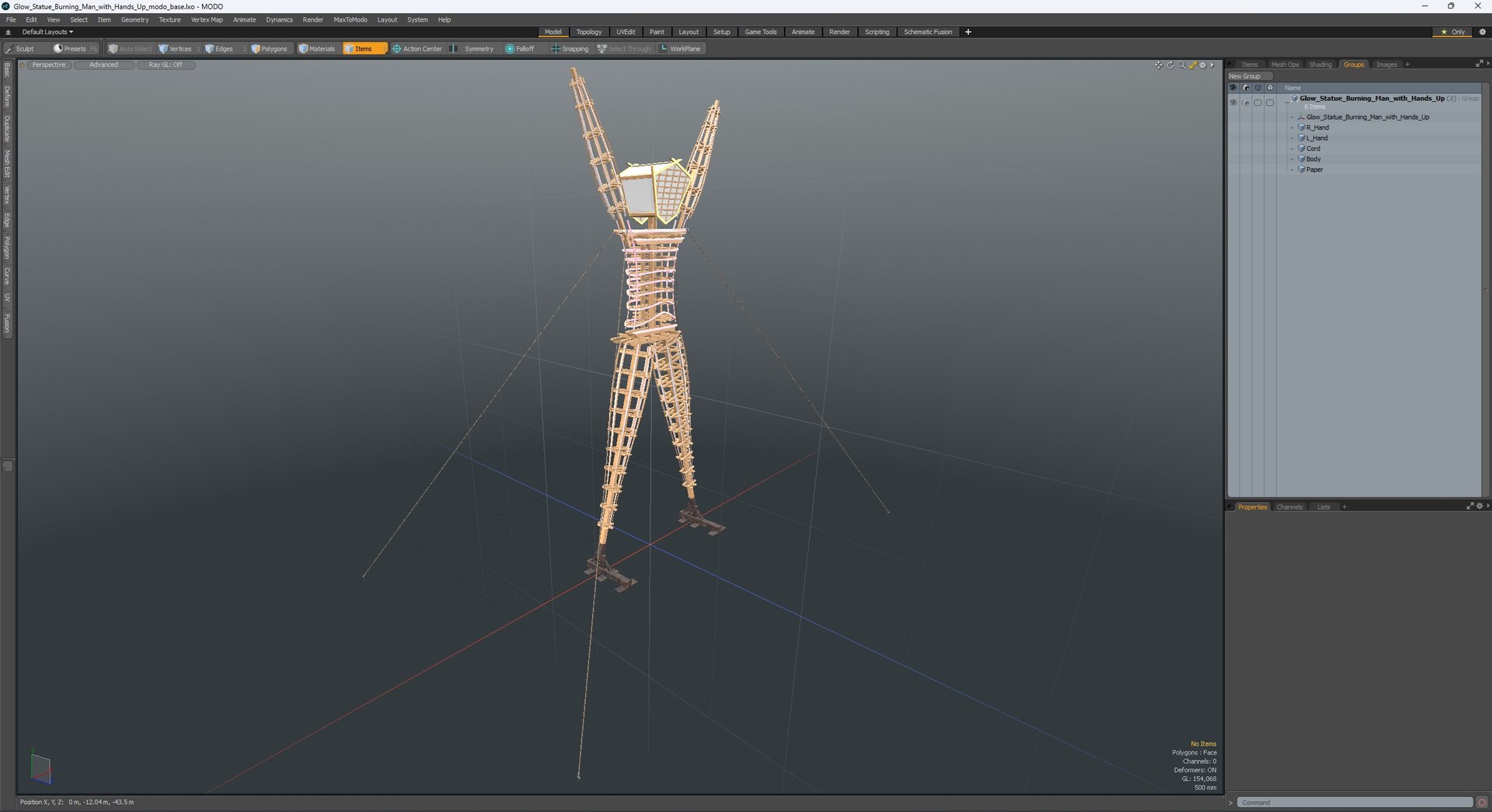 Glow Statue Burning Man With Hands Up Model - TurboSquid 2326903