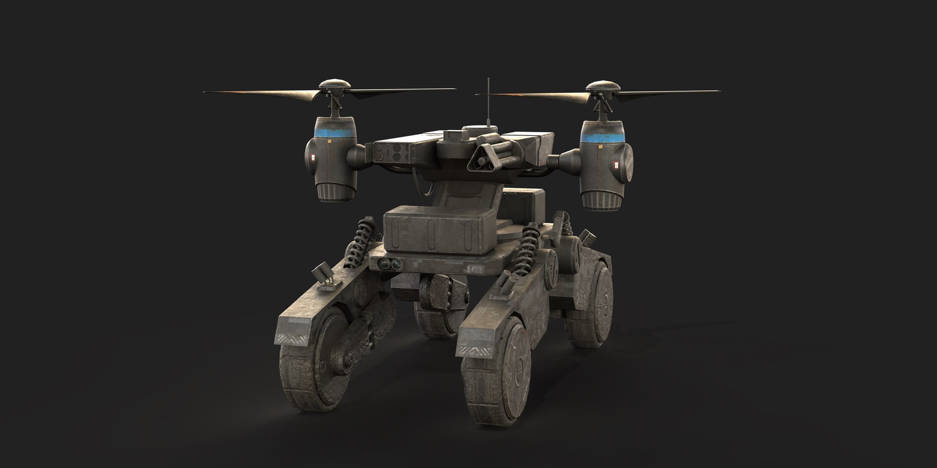 3D Tactical Wheeled UAV With Dual Propeller Lift System - TurboSquid ...