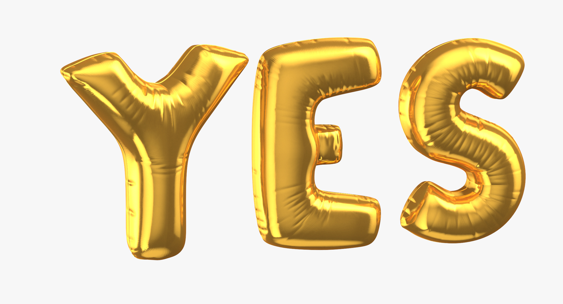 Golden Foil Balloons Words 3D - TurboSquid 1392334