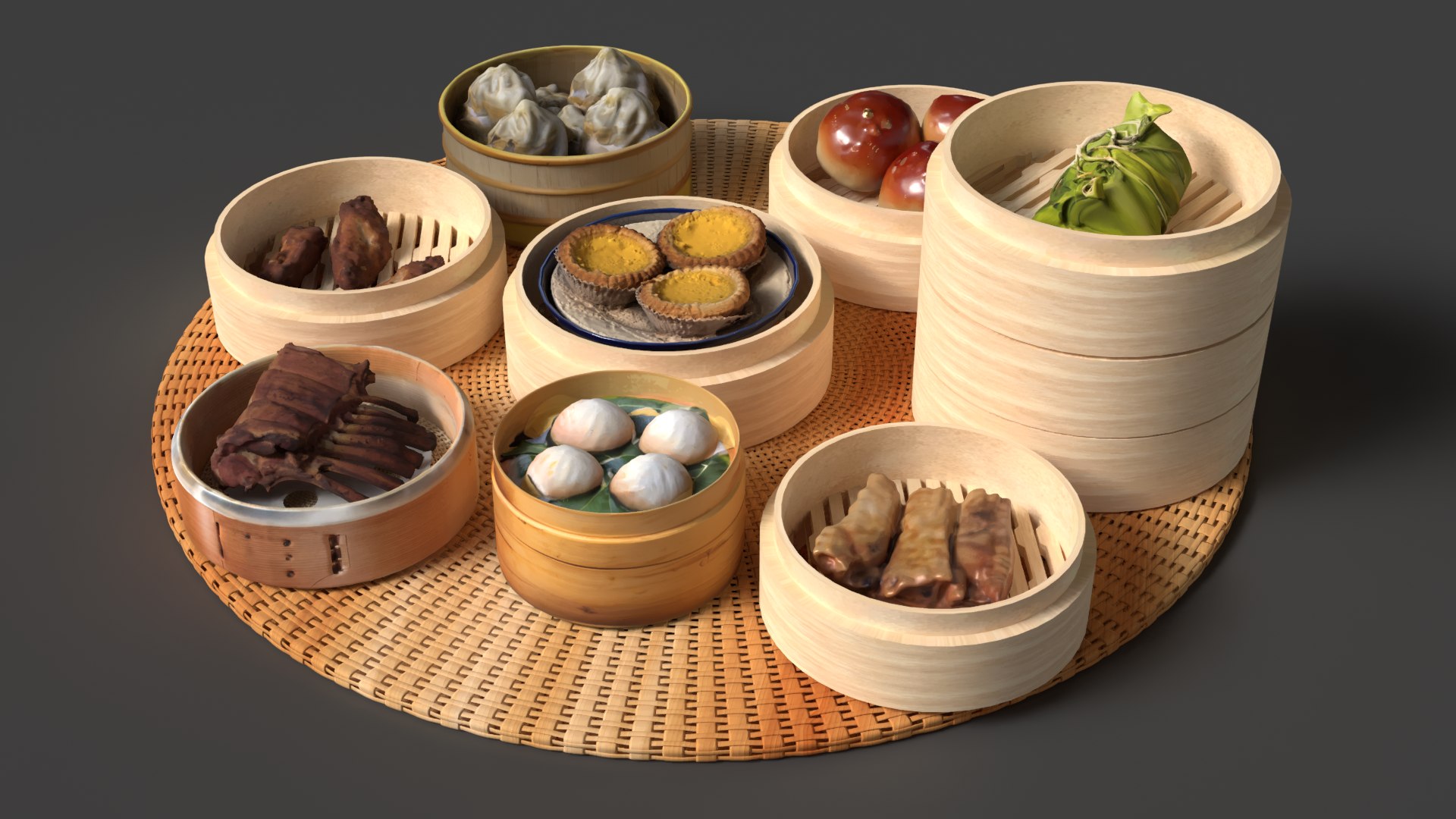 Chinese Dim Sum Bamboo Steamer 3D Model - TurboSquid 2337579