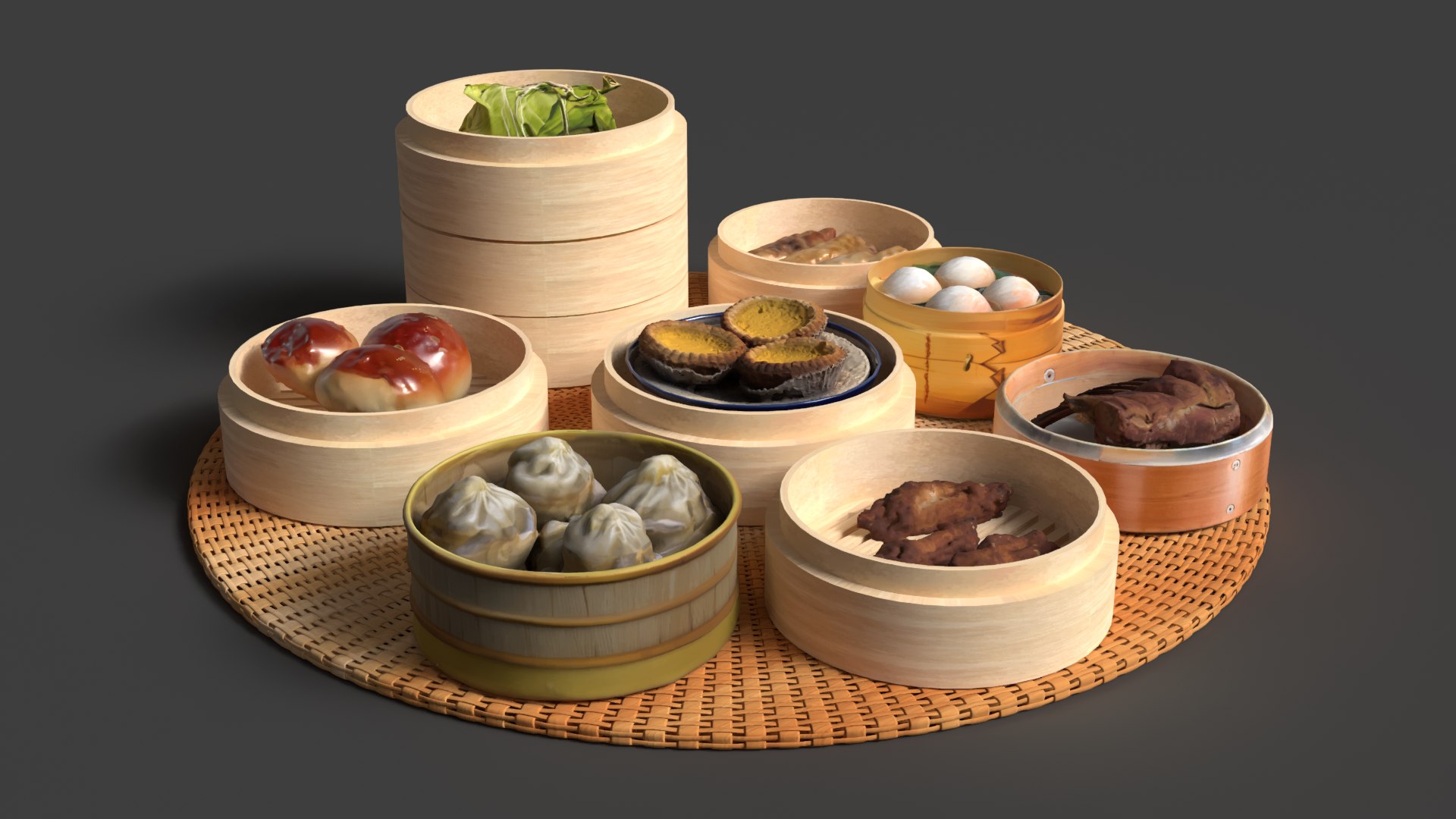 Chinese Dim Sum Bamboo Steamer 3D Model - TurboSquid 2337579