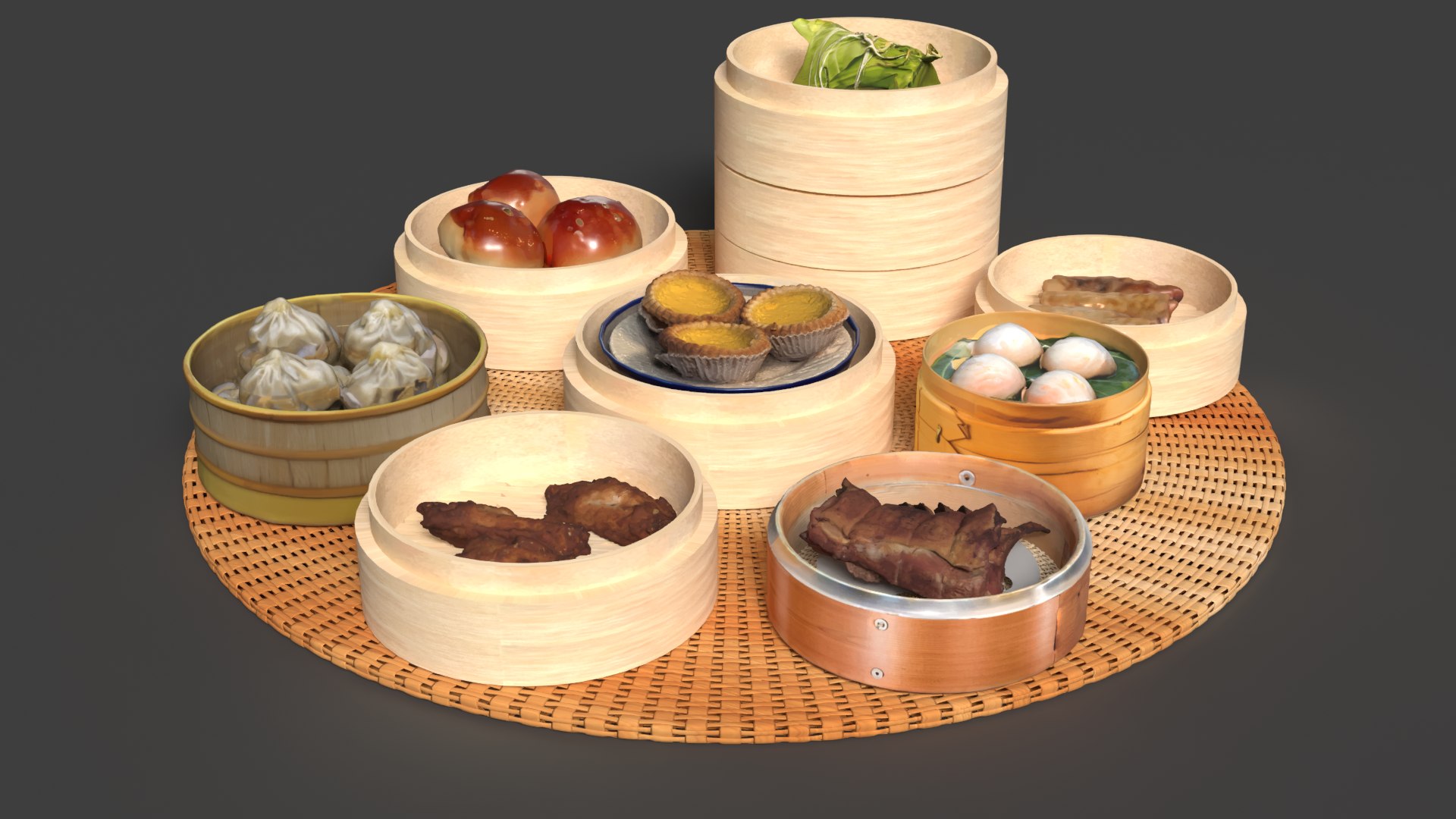 Chinese Dim Sum Bamboo Steamer 3D Model - TurboSquid 2337579