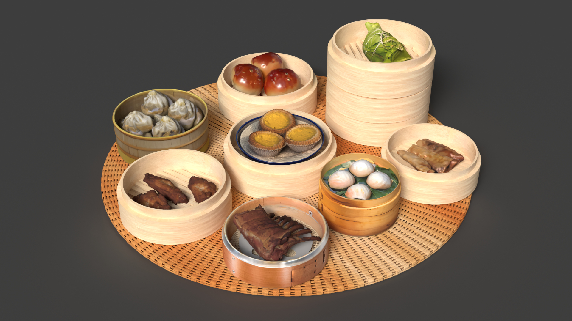 Chinese Dim Sum Bamboo Steamer 3D Model - TurboSquid 2337579